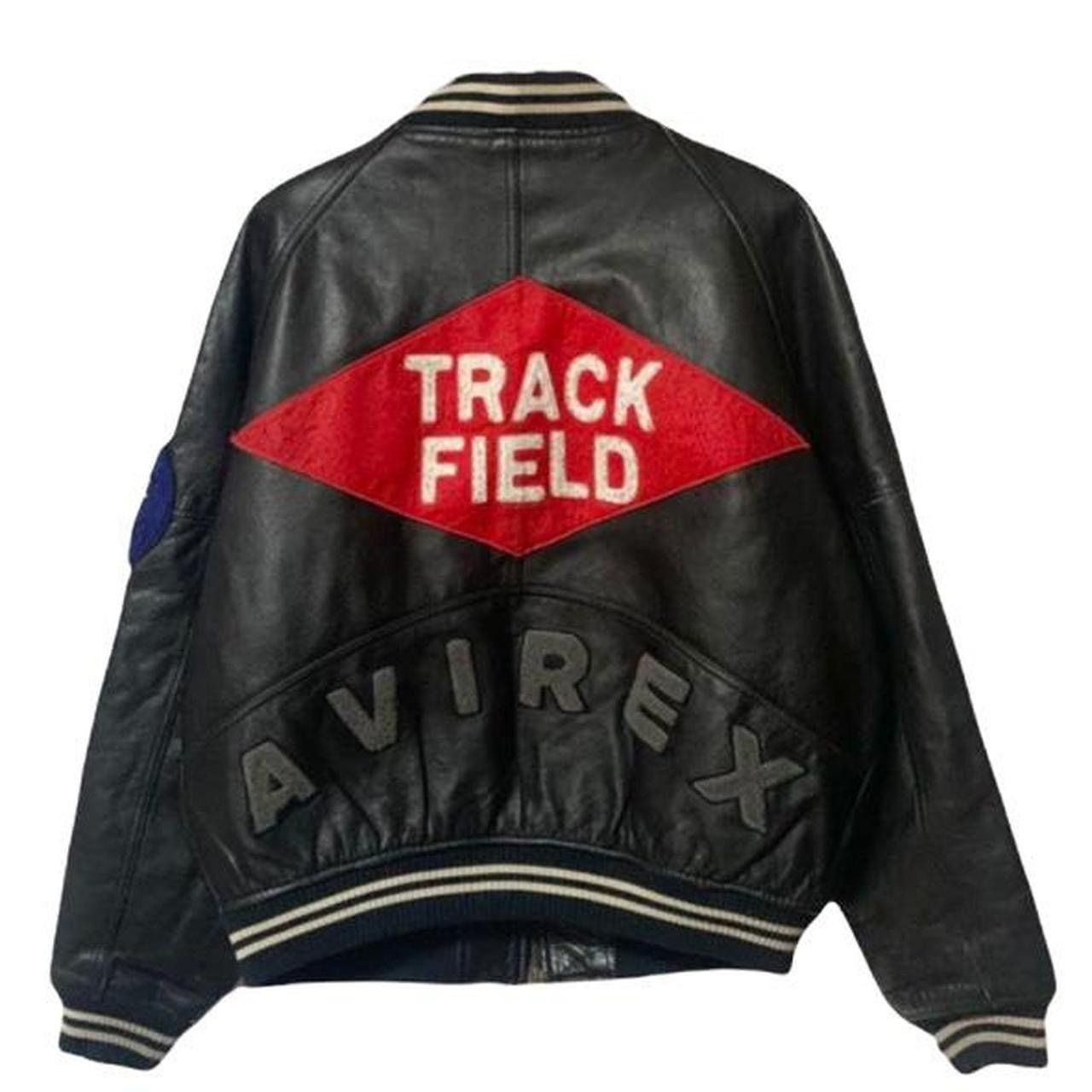 Avirex Varsity Jacket Vintage Avirex Track Field Spell Out Leather Jacket in Black | Grailed