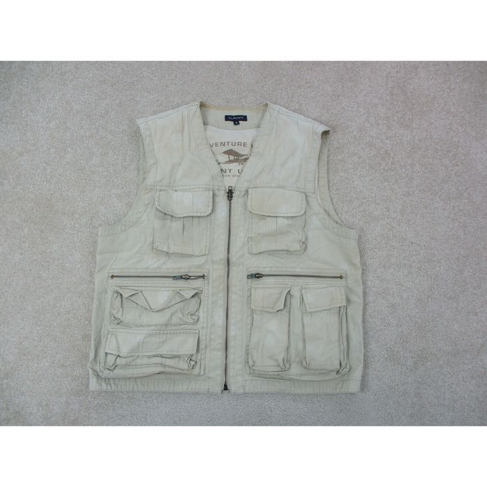 Gant Gant Vest Adult Medium Brown Tan Full Zip Photographer Jacket ...