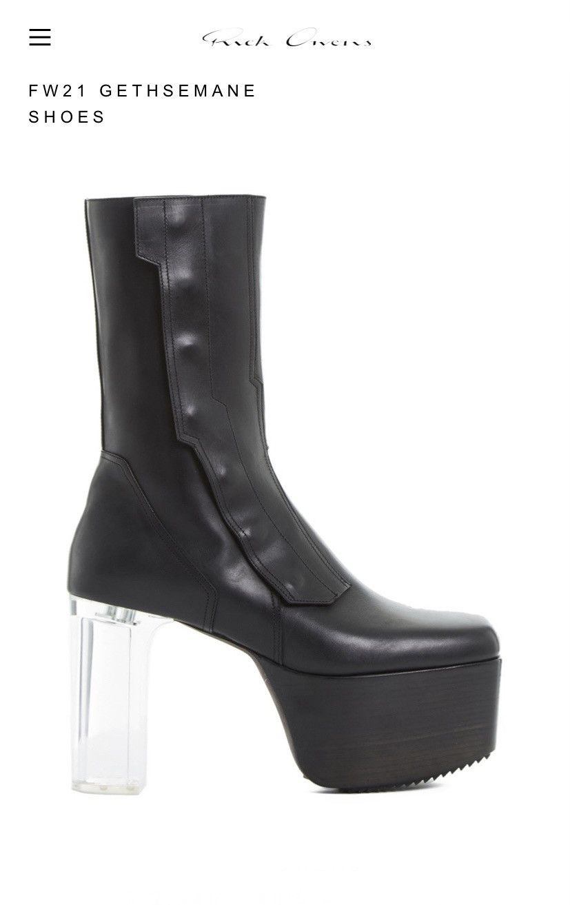 Rick Owens BLACK/ CLEAR BIKER PLATFORM KISS BOOTS | Grailed