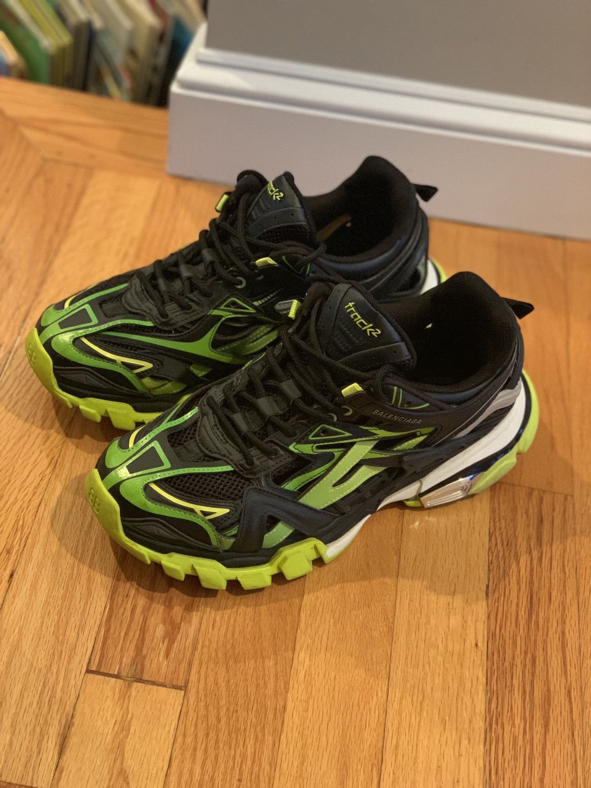Balenciaga Black and Green Track 2.0 Trainer Sneakers | Grailed