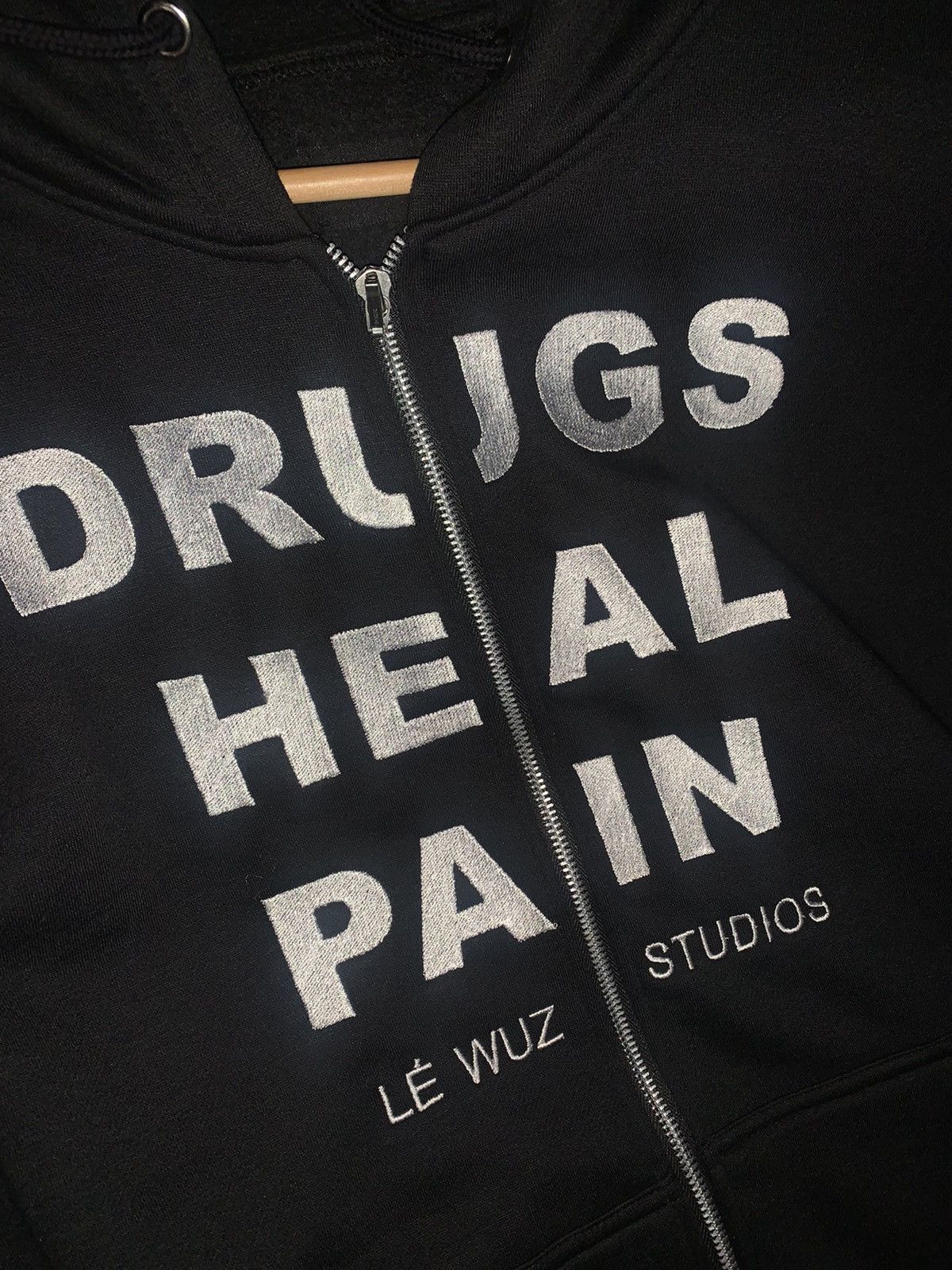 Designer Le wuz studios drugs heal pain hoodie | Grailed