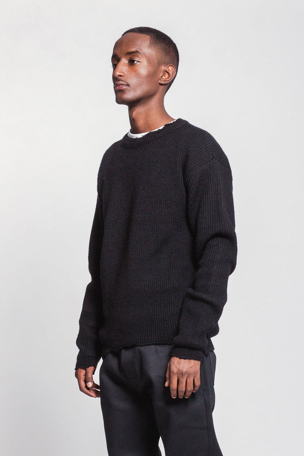 Raf Simons Black distressed knit | Grailed