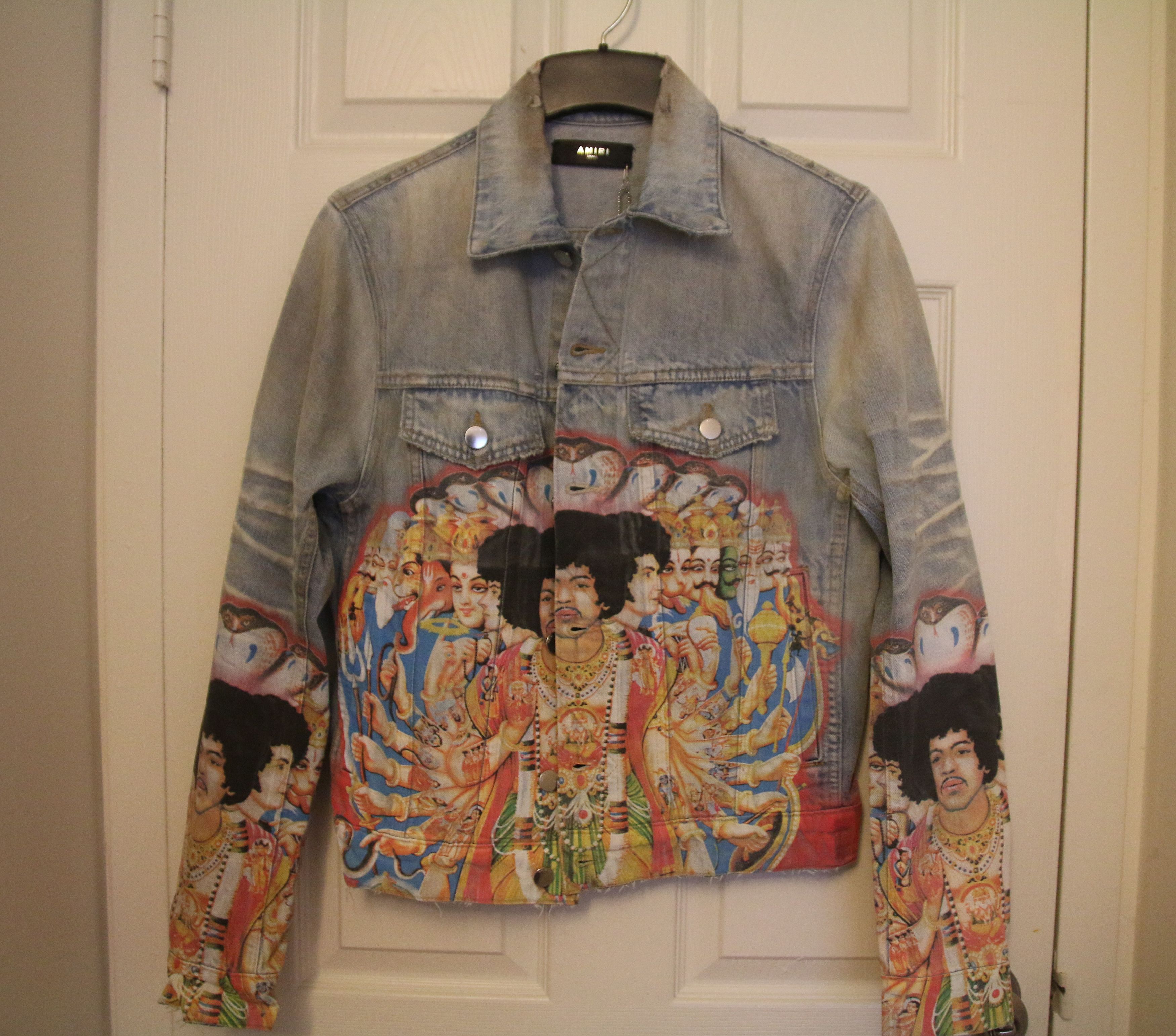 Amiri AMIRI Jimi Hendrix Printed Trucker Denim Jacket | Grailed