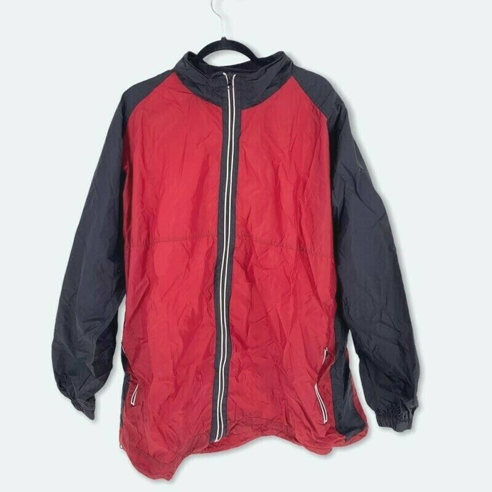 Wilson Athletics Wilson Windbreaker Jacket Red Black Zip Up XL | Grailed