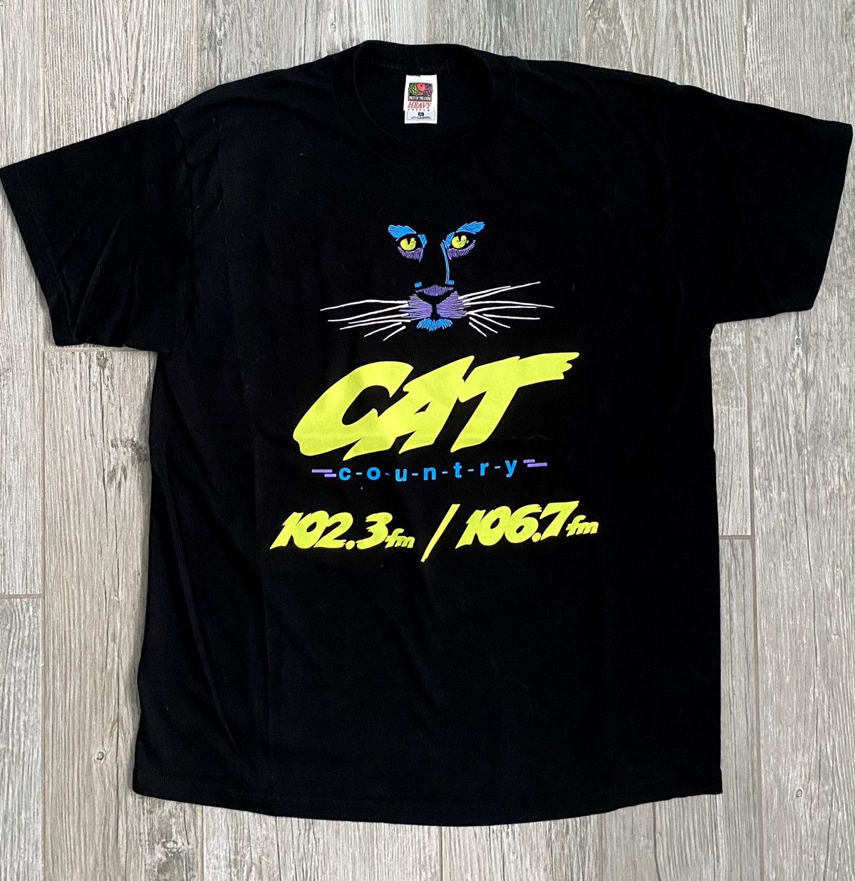 Vintage 🔥1990s Cat Country Radio Station Vintage Black Cat Art Tee ...