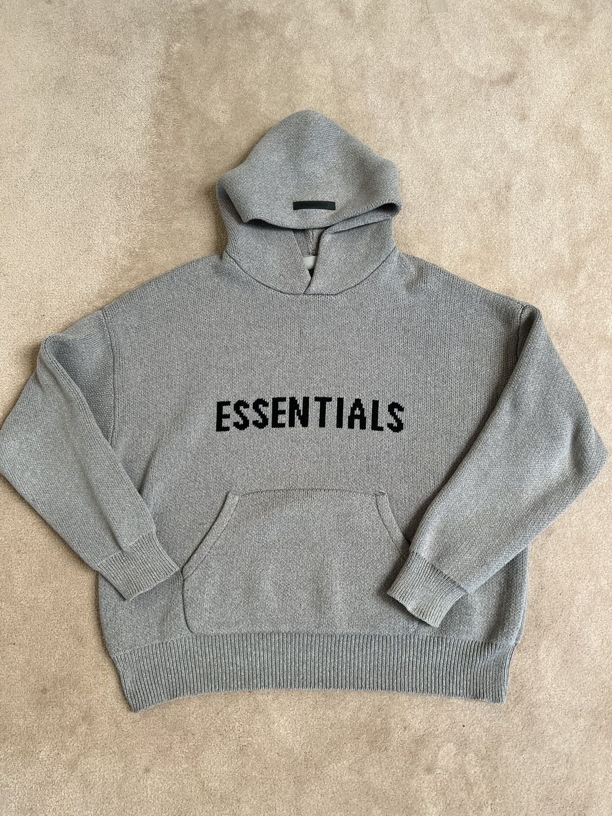 Fear of God Fear of God Essentials Dark Oatmeal Knit Hoodie Size M ...