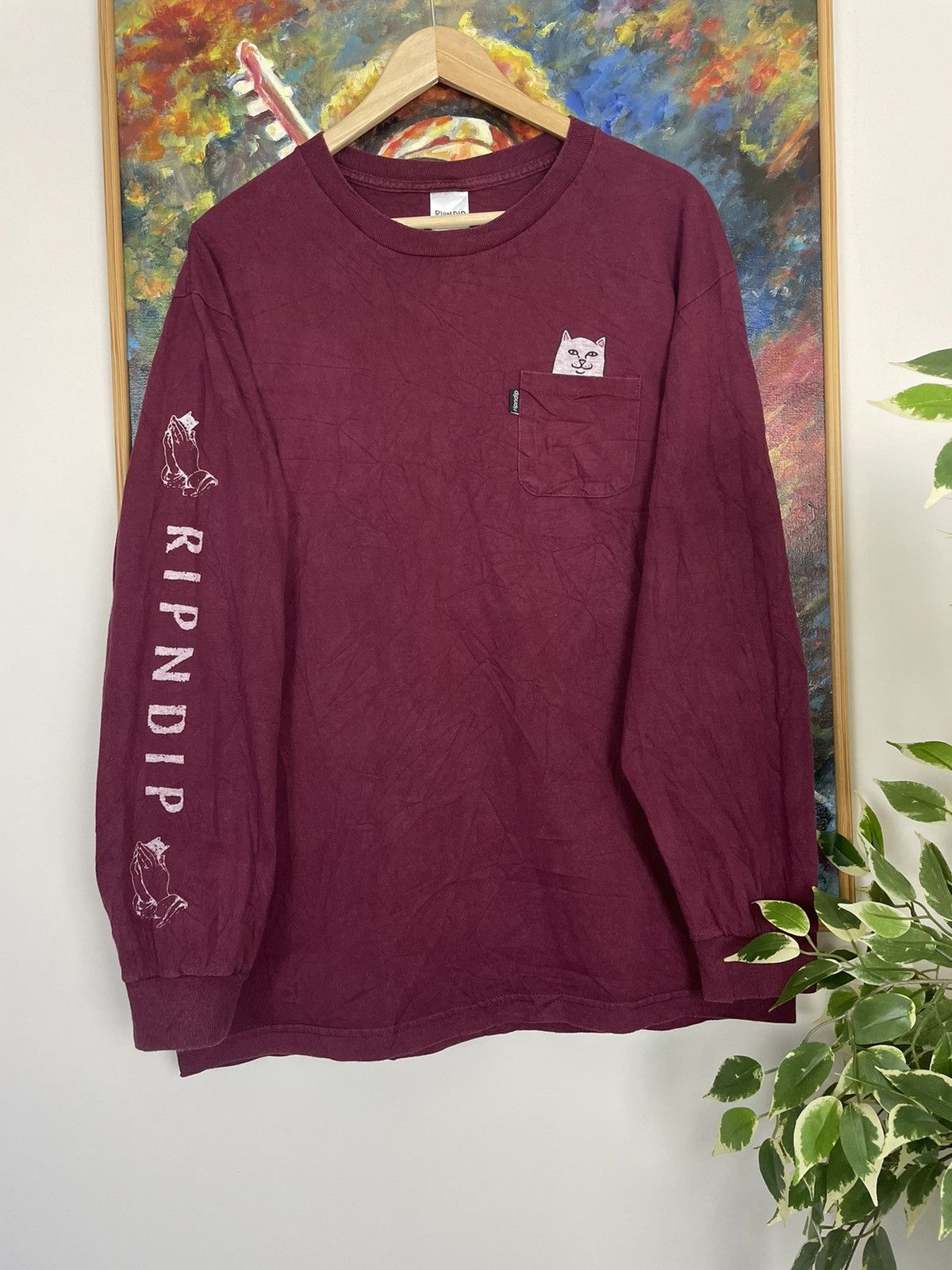 Rip N Dip Rip N Dip Funny Cat Streetwear Y2k Longsleeve Burgund USA ...