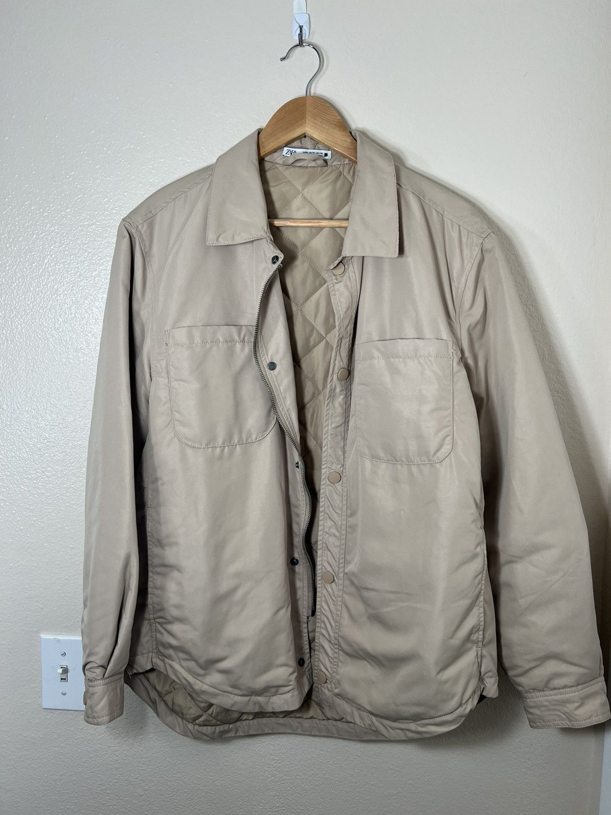 Zara Zara Beige Puffer Down Overshirt Coach Jacket | Grailed