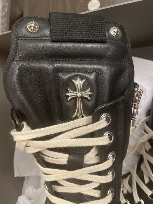 Rick Owens Chrome Hearts x Rick Owens Geobasket Hi-Top Sneakers | Grailed