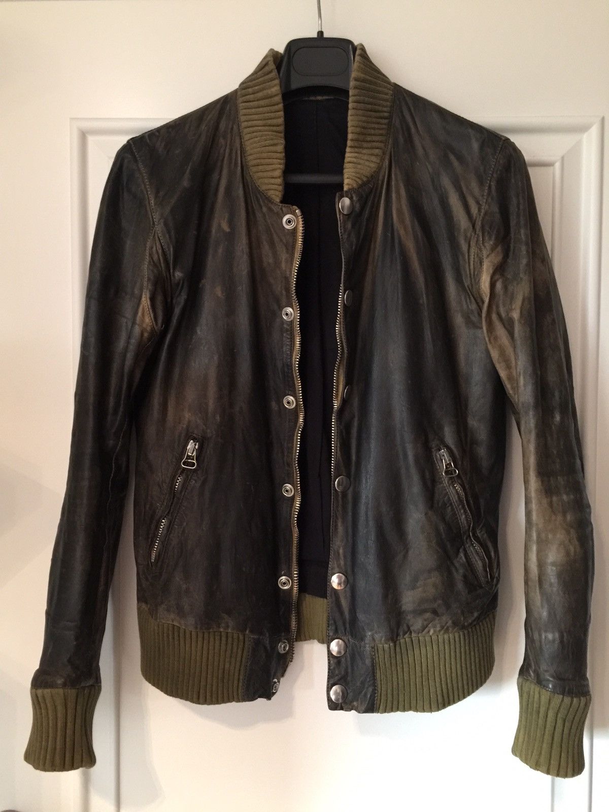 Balmain Decarnin Green Leather Teddy Boy Jacket | Grailed