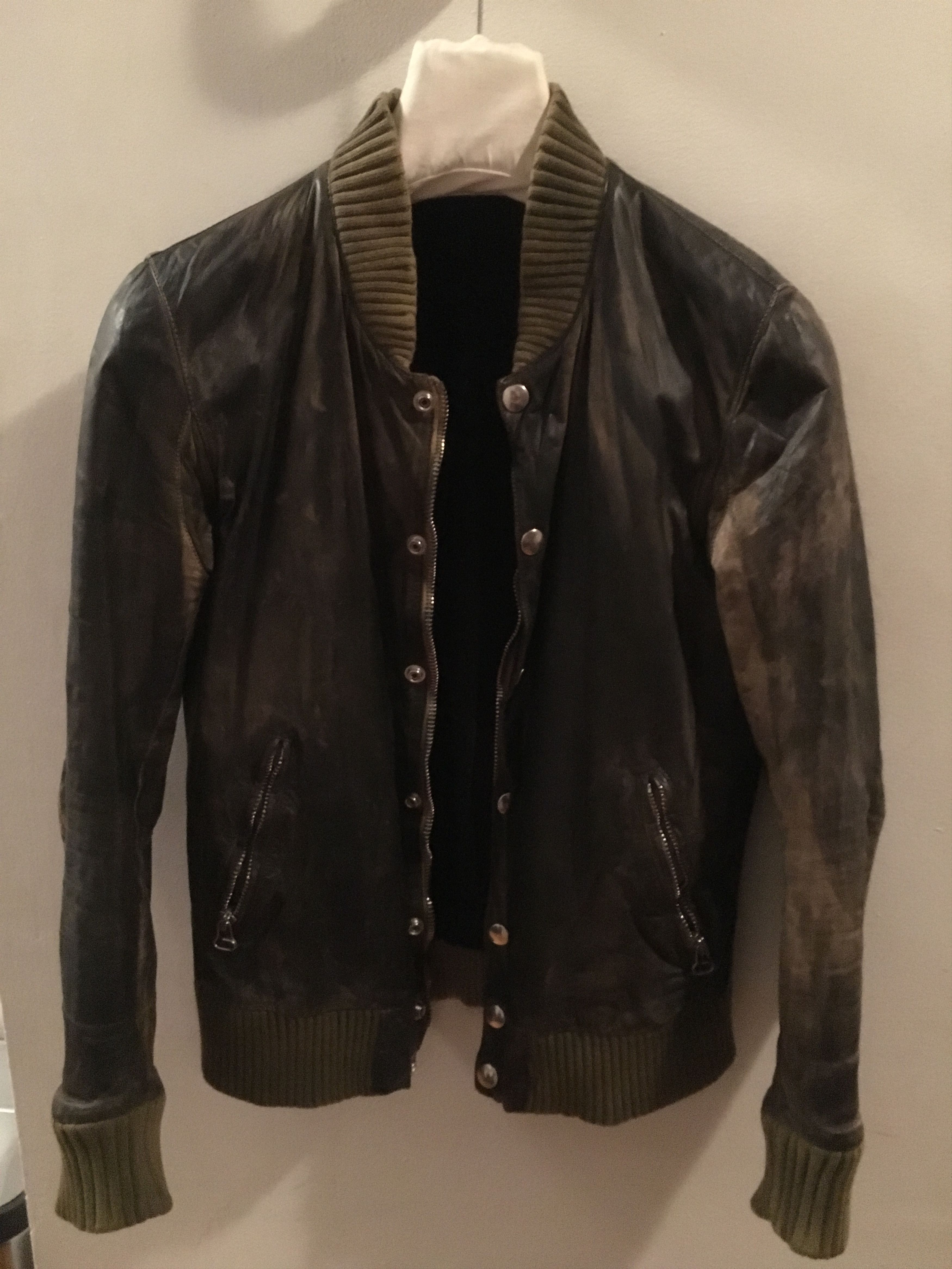 Balmain Decarnin Green Leather Teddy Boy Jacket | Grailed
