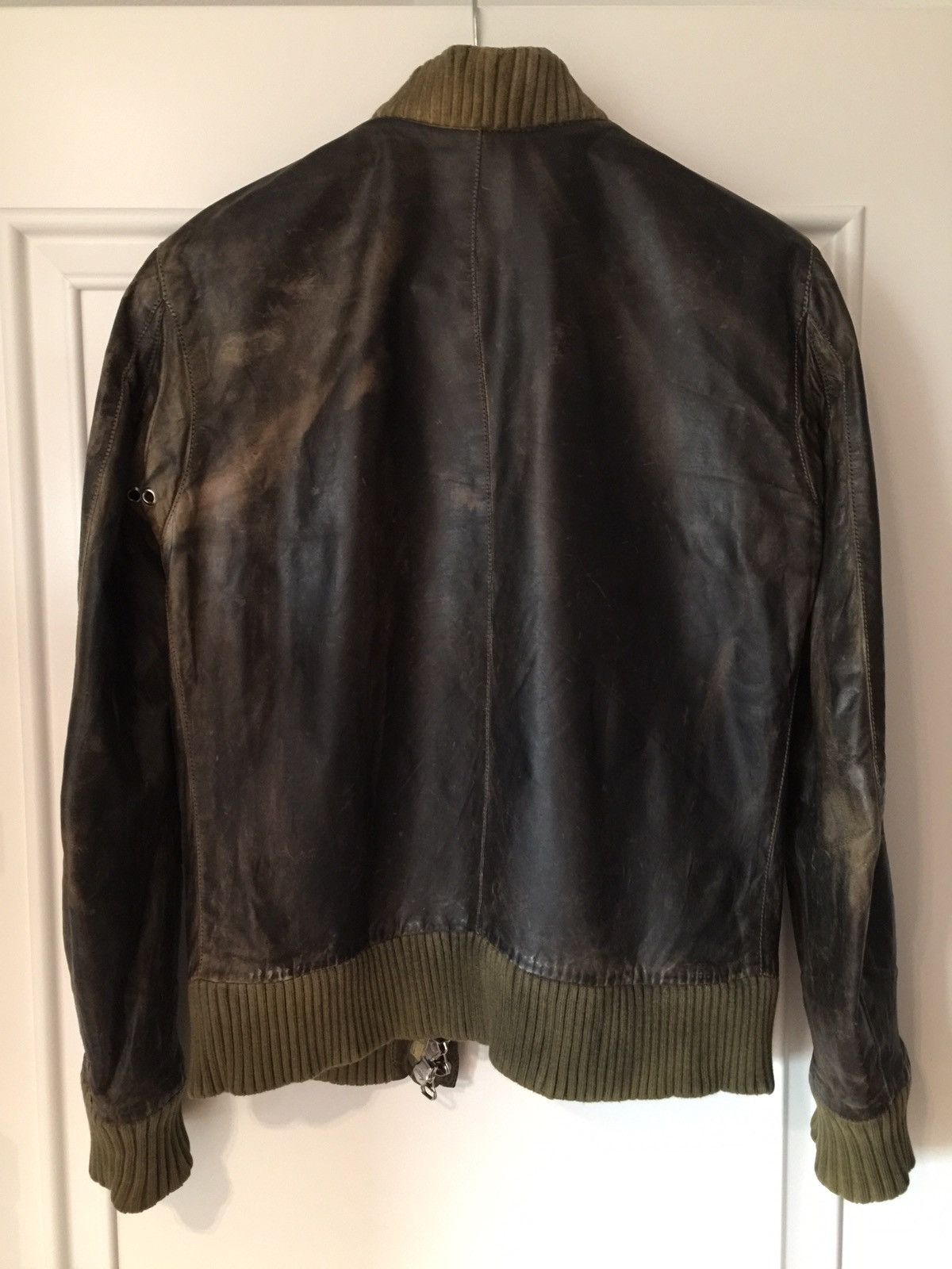 Balmain Decarnin Green Leather Teddy Boy Jacket | Grailed