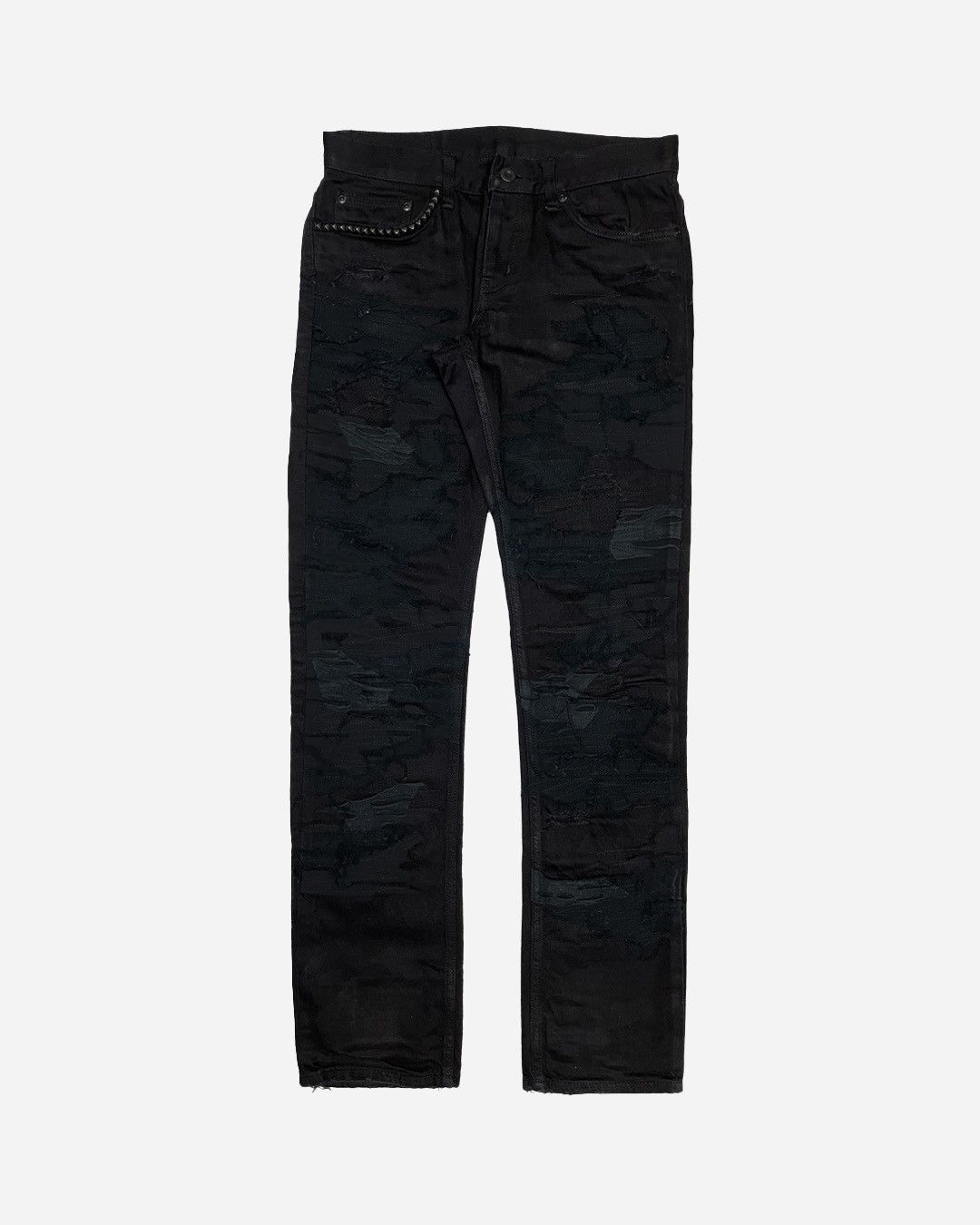 Hysteric Glamour Distressed Scab Patchwork Studded Denim Jeans | Grailed