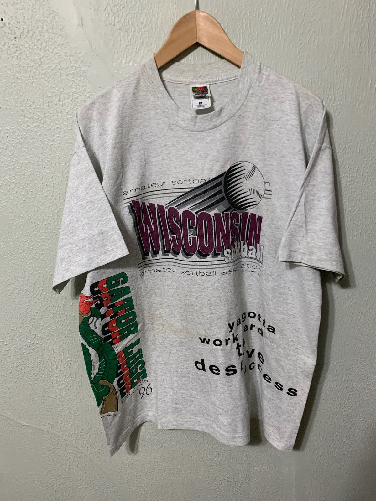 Streetwear × Vintage Vintage Test Print Wisconsin Softball Gator Luge ...