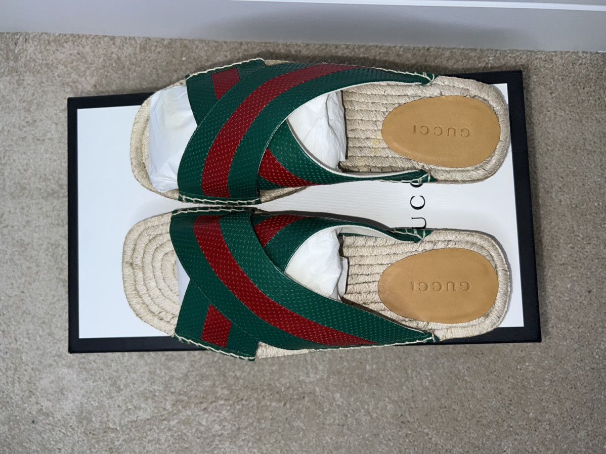 Gucci Web crossover-strap slides | Grailed