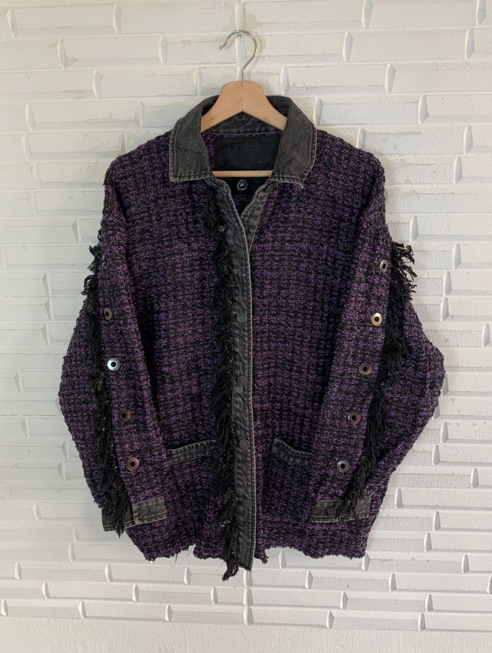 Diesel × Diesel Black Gold Diesel Denim-Trimmed Tweed Jacket Purple ...