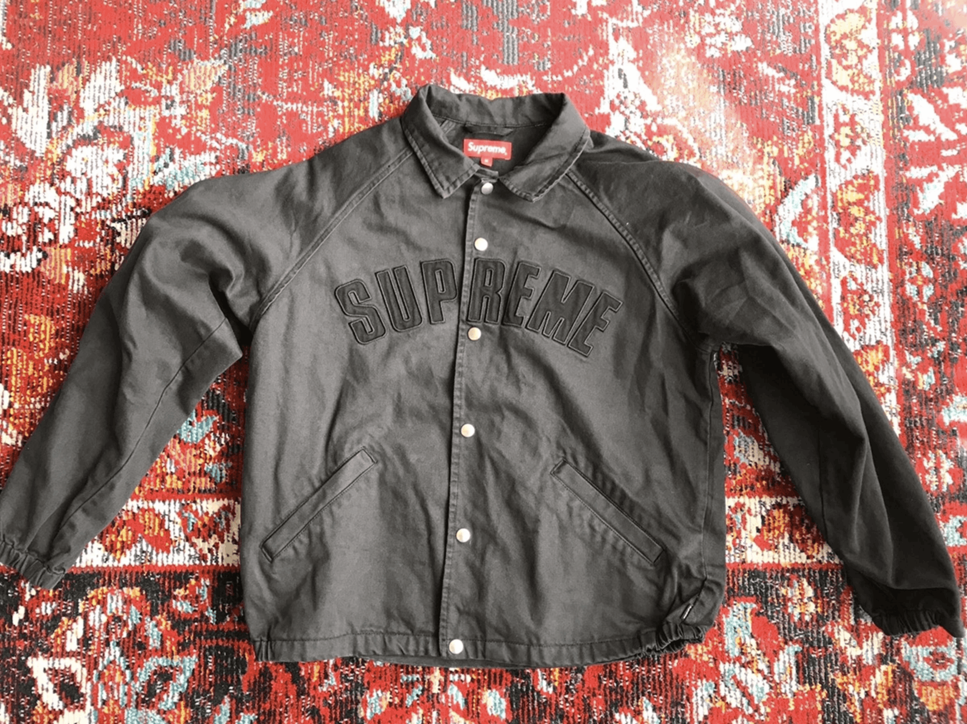 Supreme supreme work jacket black bomber logo chore | Grailed