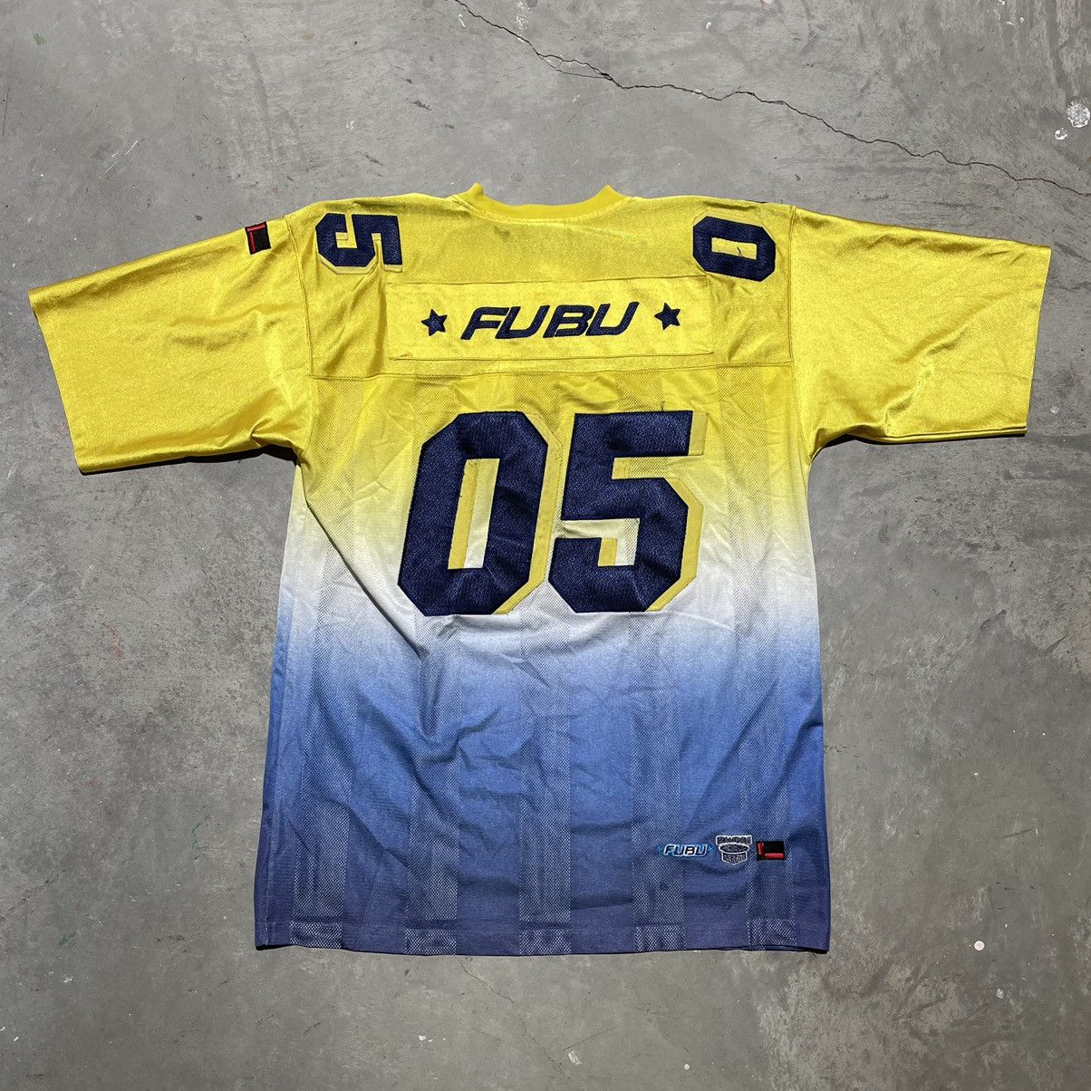 Fubu × Streetwear × Vintage FUBU 05 Yellow Blue Football Jersey | Grailed