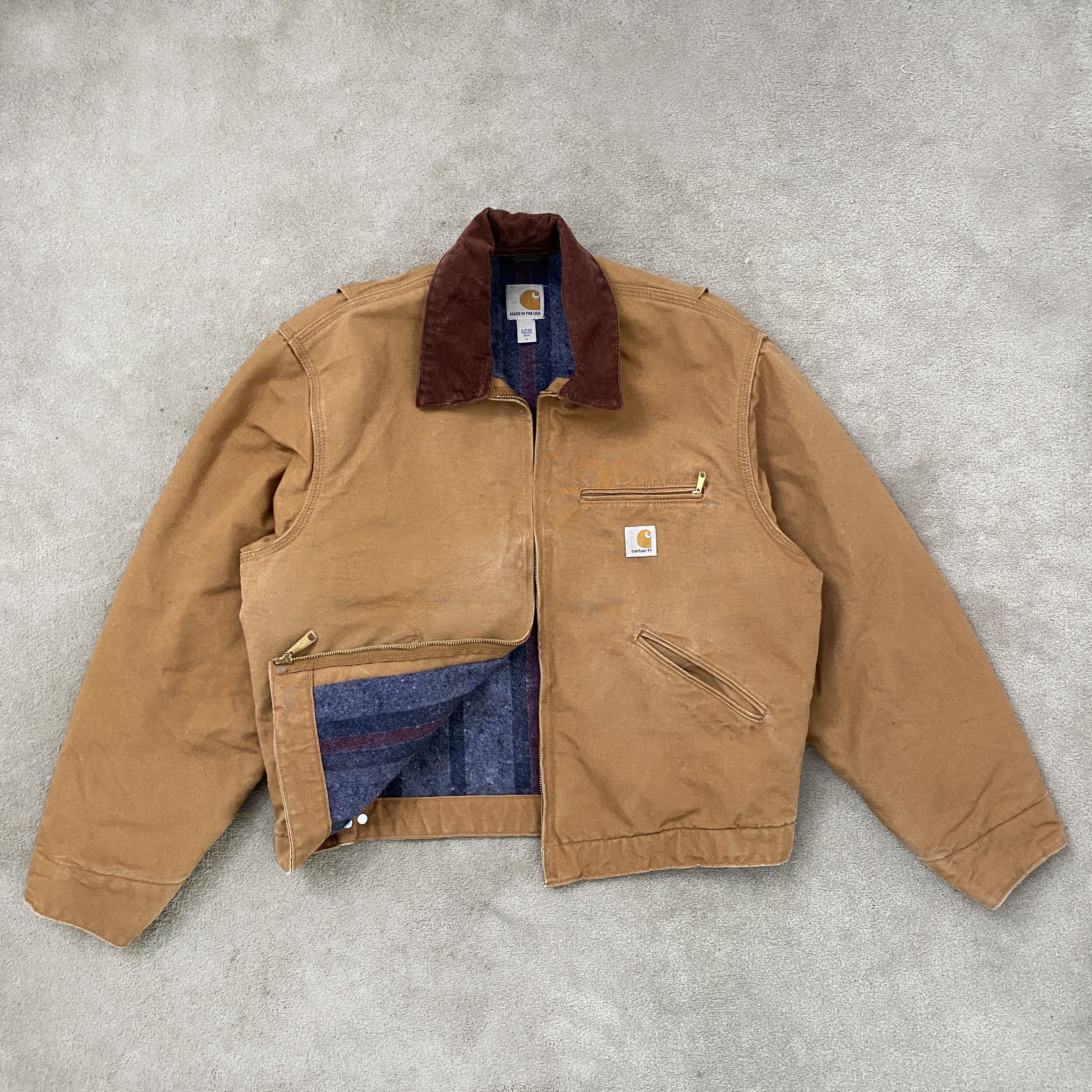Carhartt Carhartt J001 Detroit Jacket USA Made Blanket-Lined Duck L ...