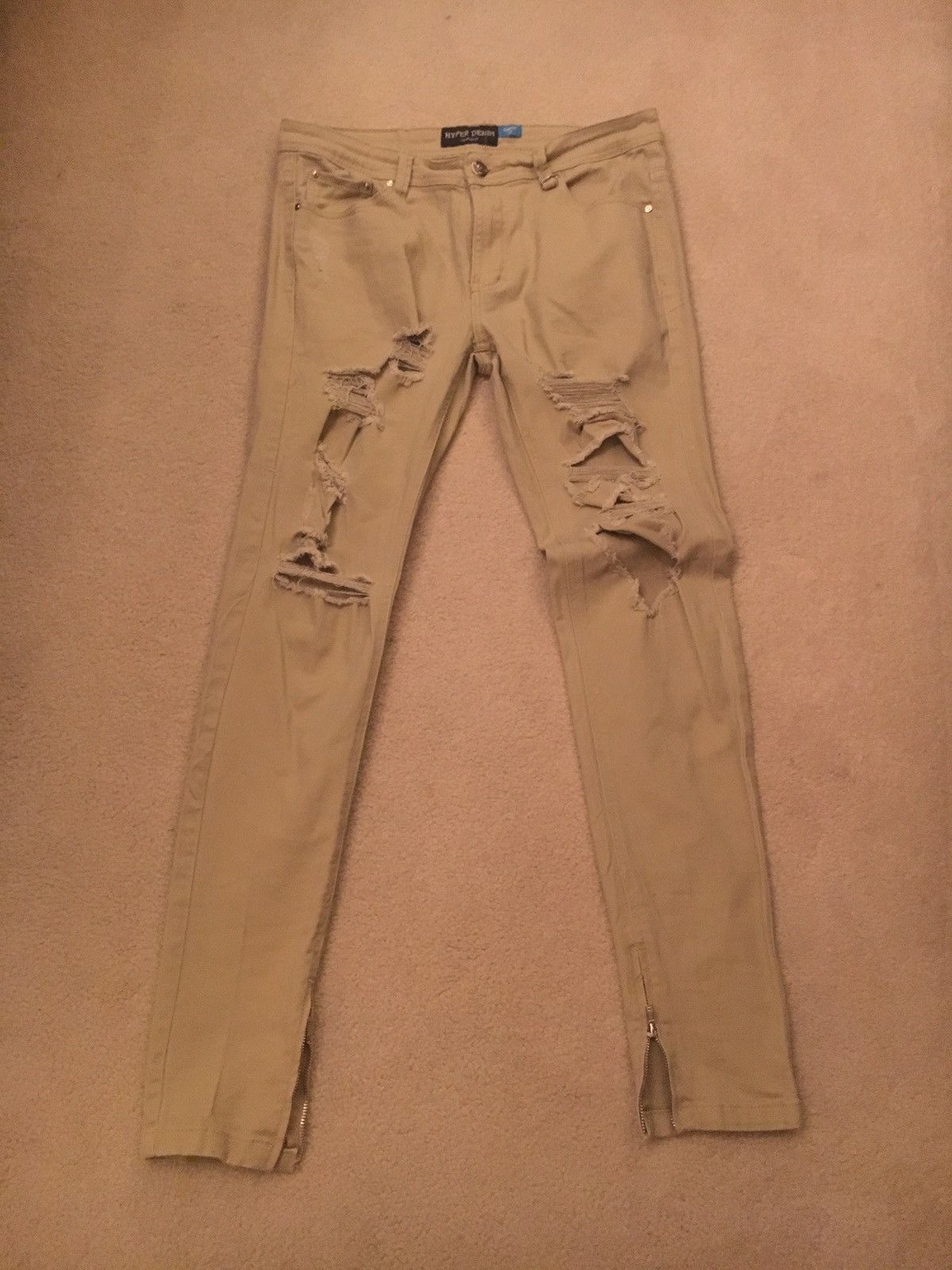 HyperDenim Distressed khaki denim | Grailed