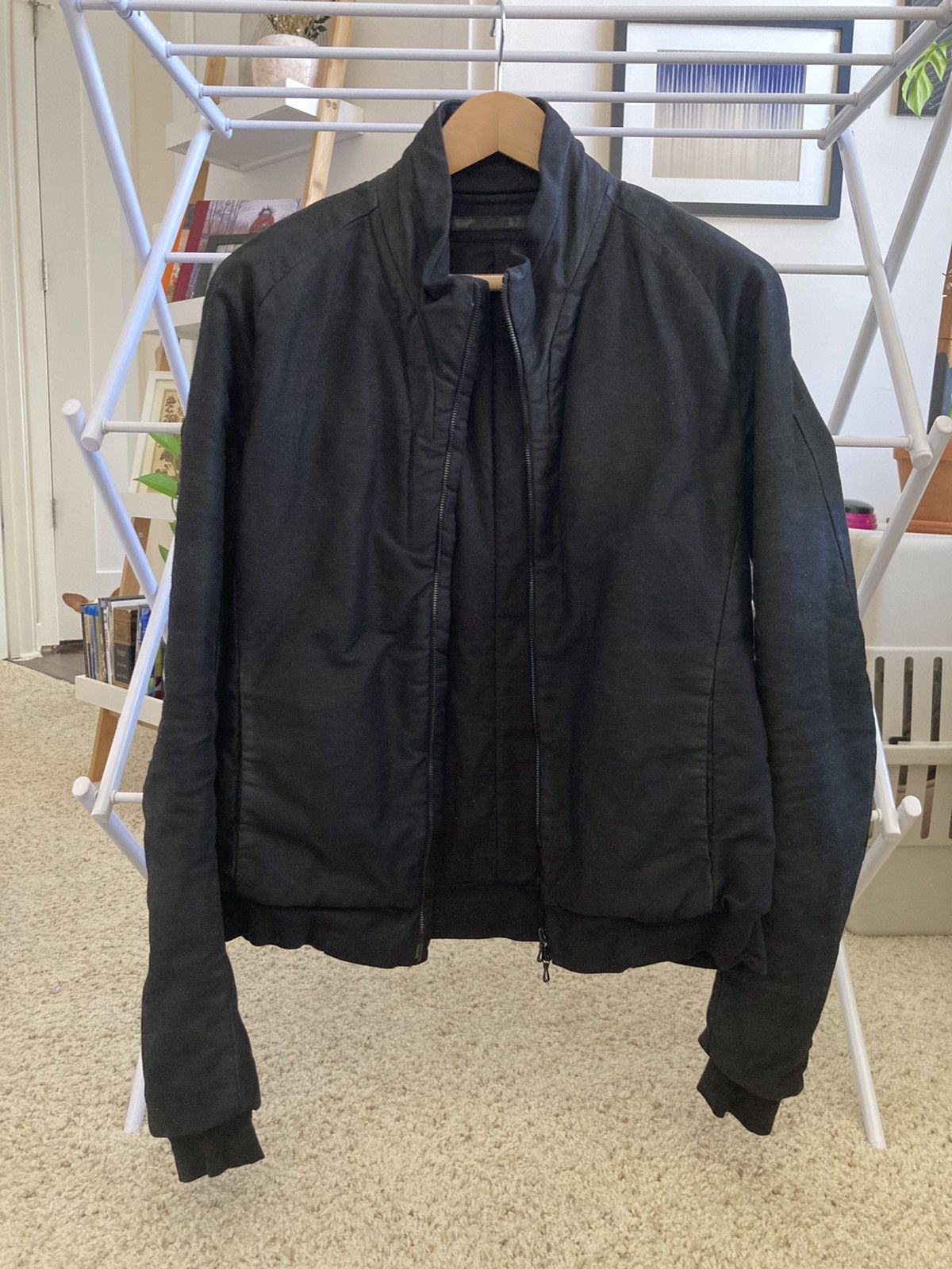 Julius JULIUS - FW 13 CRACK Black Moleskin Padded Bomber Jacket | Grailed