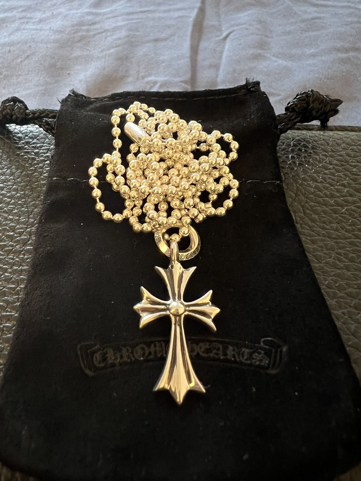 Chrome Hearts Chrome hearts signature cross pendant with ball chain ...