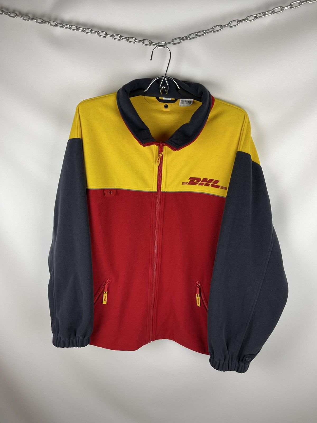 DHL × Streetwear DHL vintage big logo classic full zip fleece jacket ...