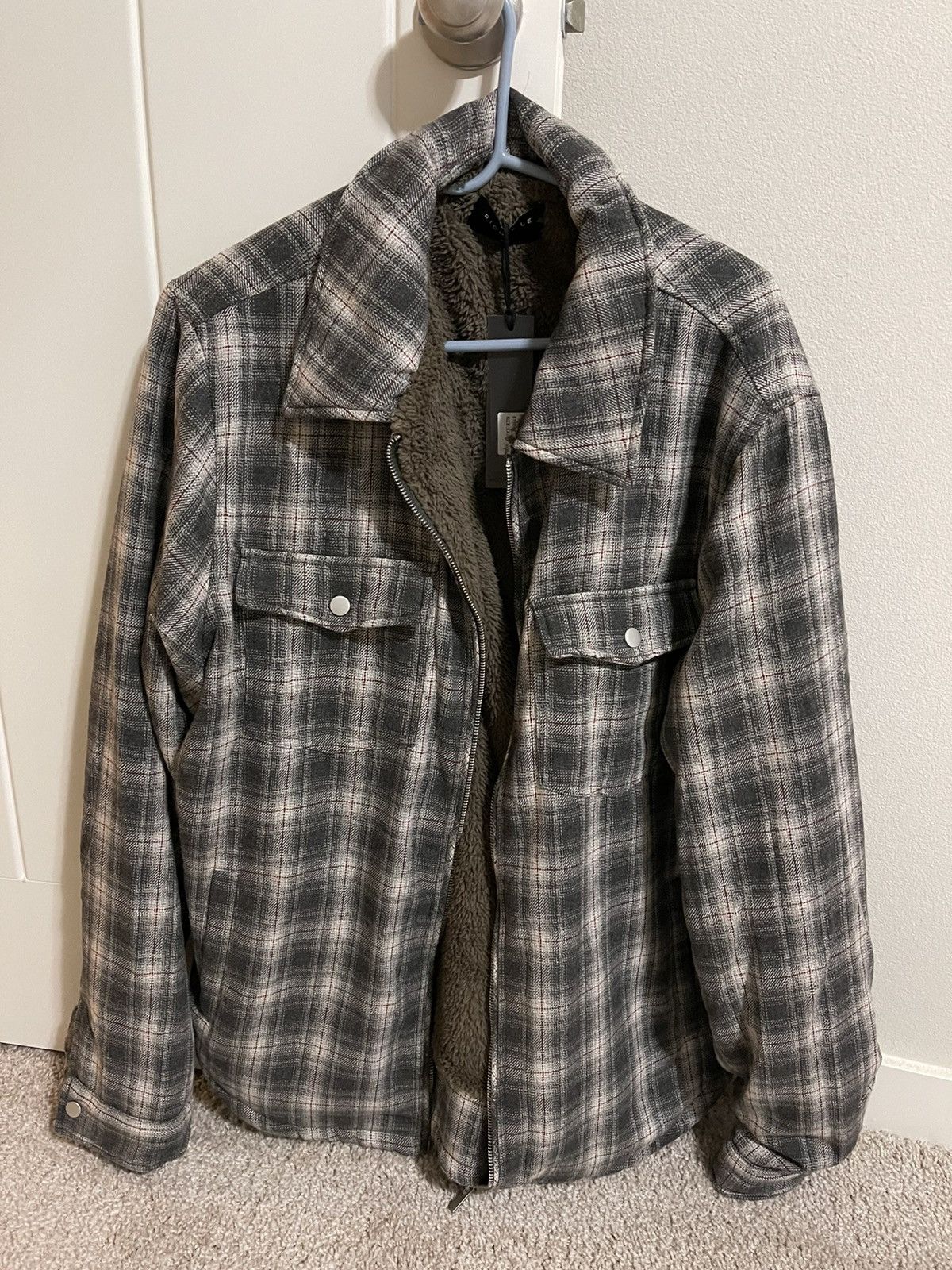Richie Le Collection Richie Le Collection Sherpa Lined Flannel Gray ...