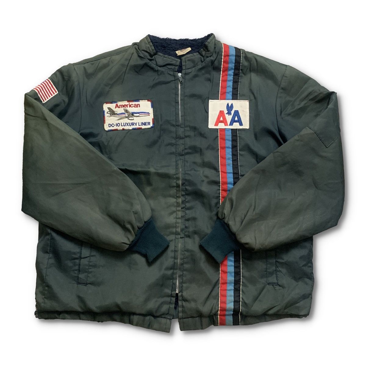 Vintage Vintage American Airline Bomber Jacket Fleece Inner Sunfaded ...