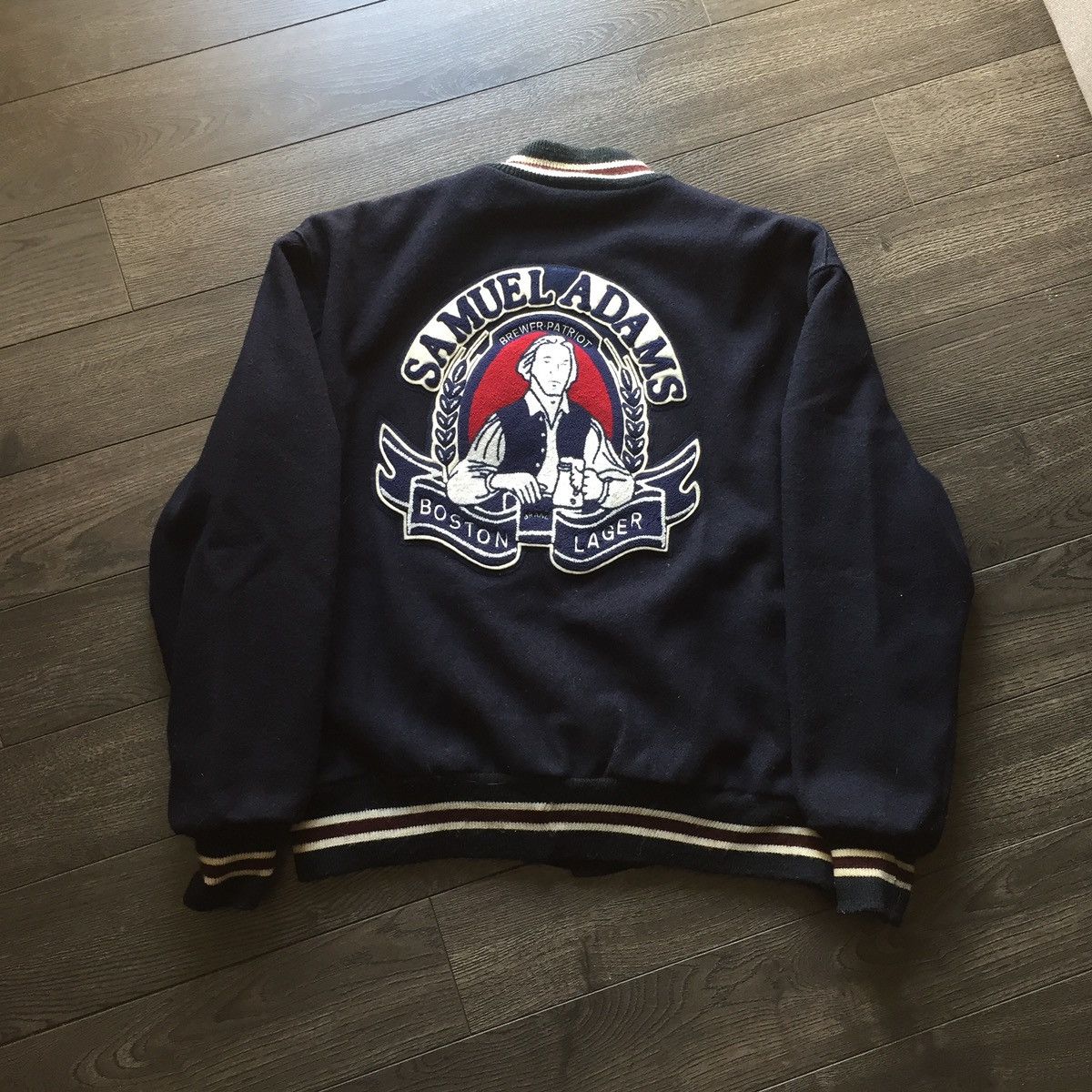 Varsity Jacket × Vintage Vintage 90s Samuel Adams Lager Wool Varsity ...