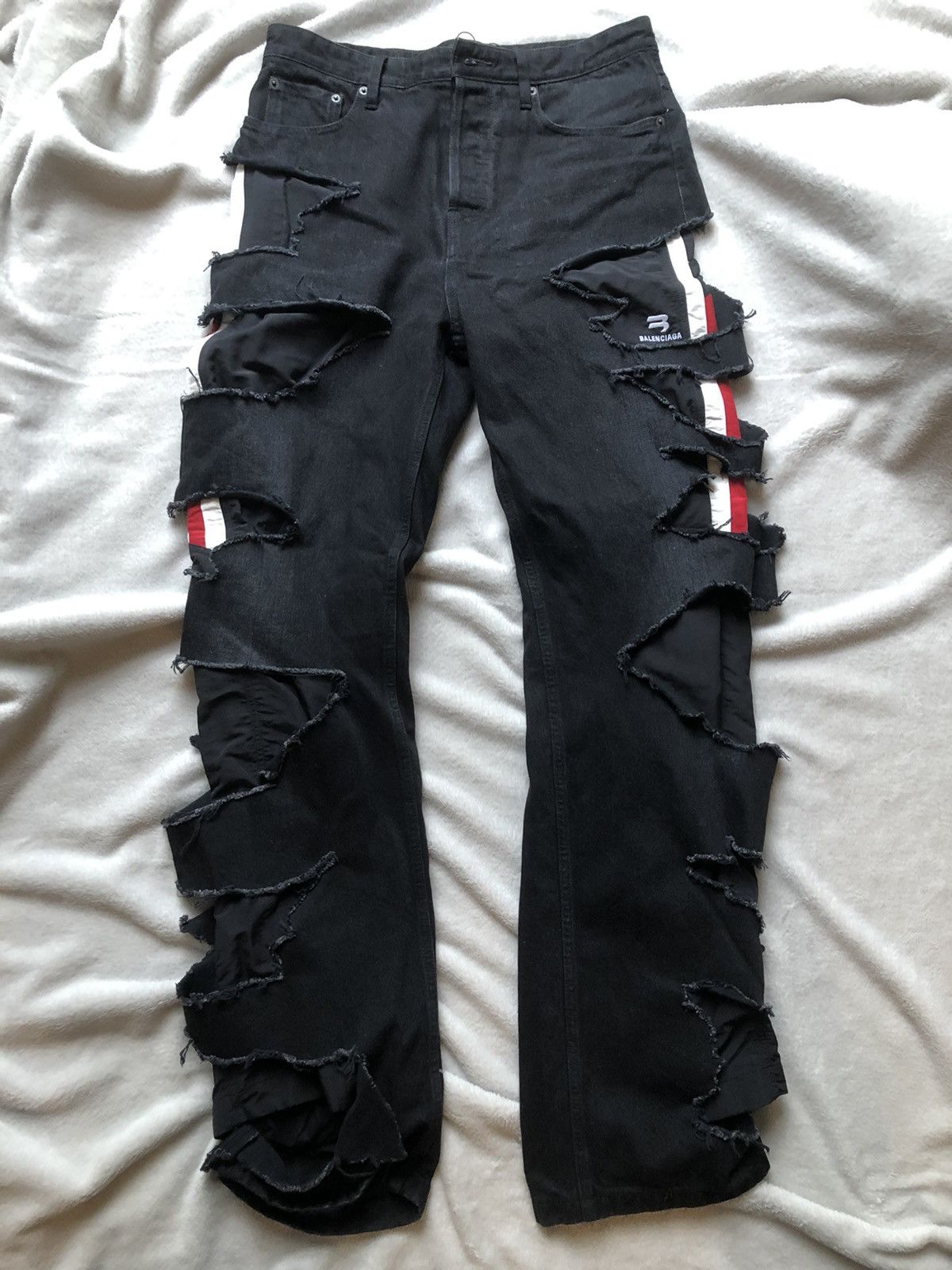 Balenciaga Balenciaga Black Slashed Denim Jeans | Grailed