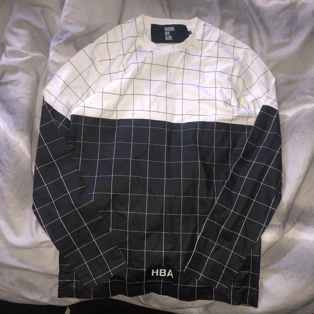 Hood By Air HBA Grid B/W Long Sleeve Tee | Grailed