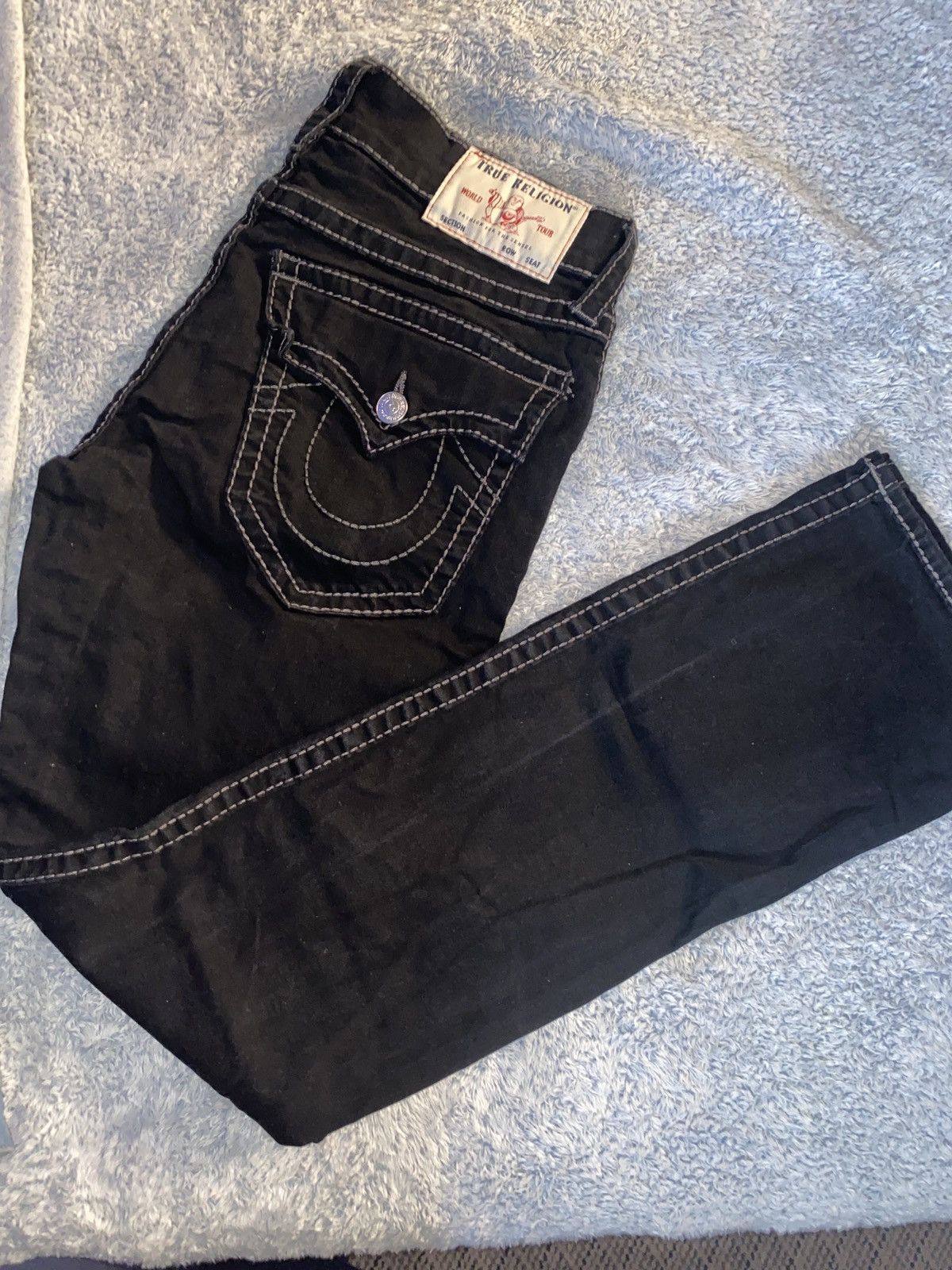 True Religion TRUE RELIGION RICKY RELAXED STRAIGHT BLACK DENIM JEANS ...