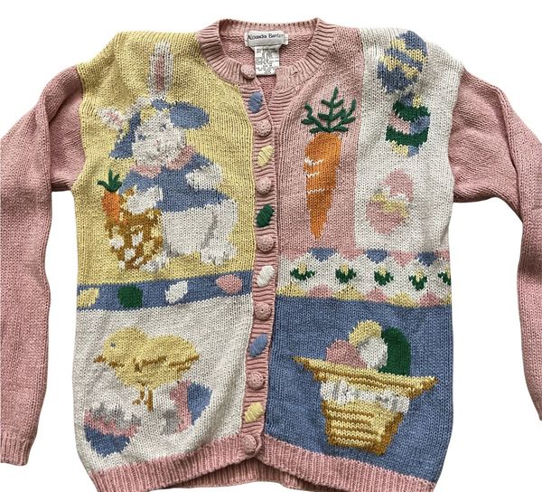 Vintage Alexandra Bartlett Pastel Easter Bunny Cardigan Sweater | Grailed