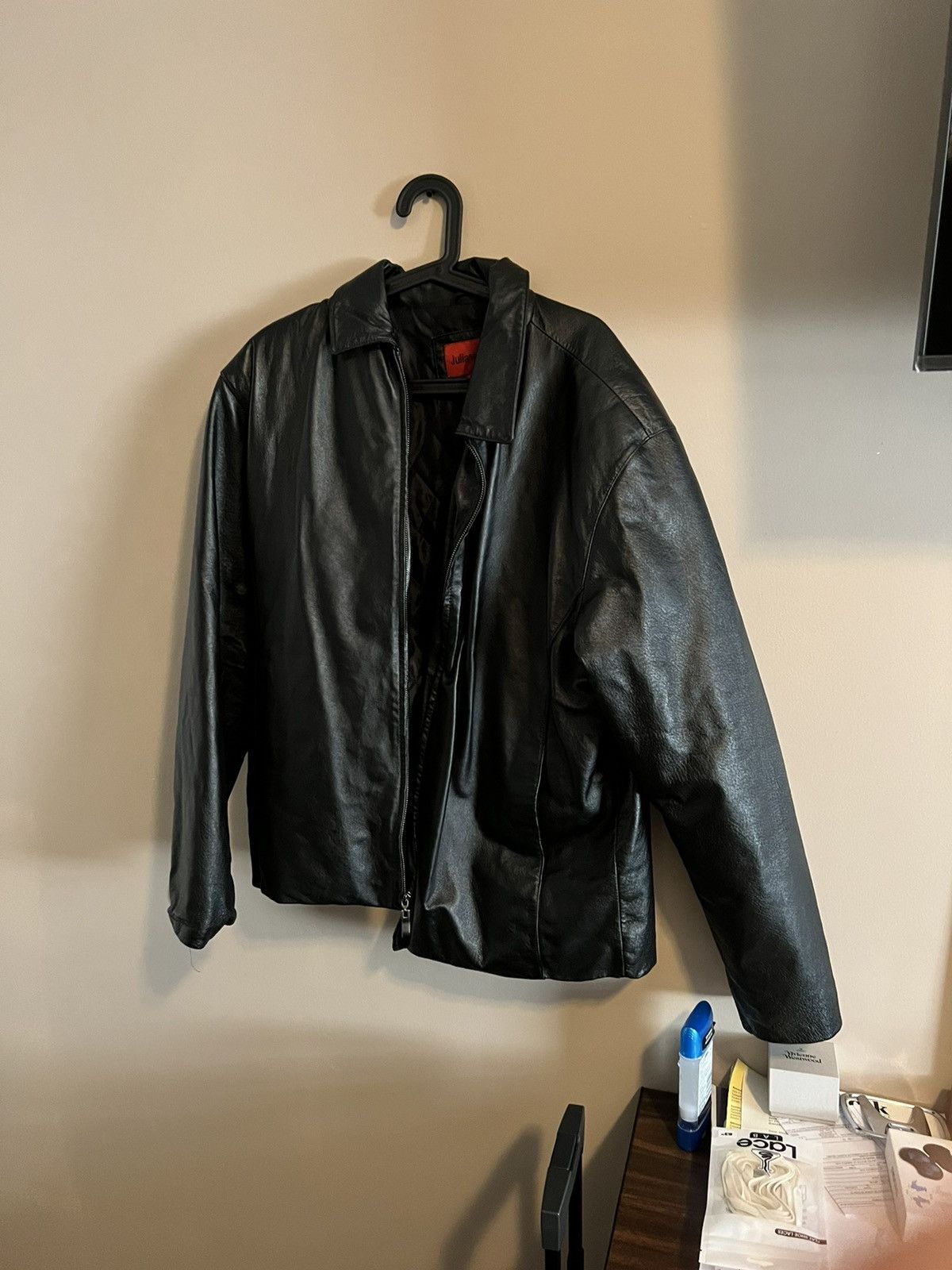 AWGE × Playboi Carti × Vintage BLACK LEATHER JACKET BY JULIANO CELINI ...