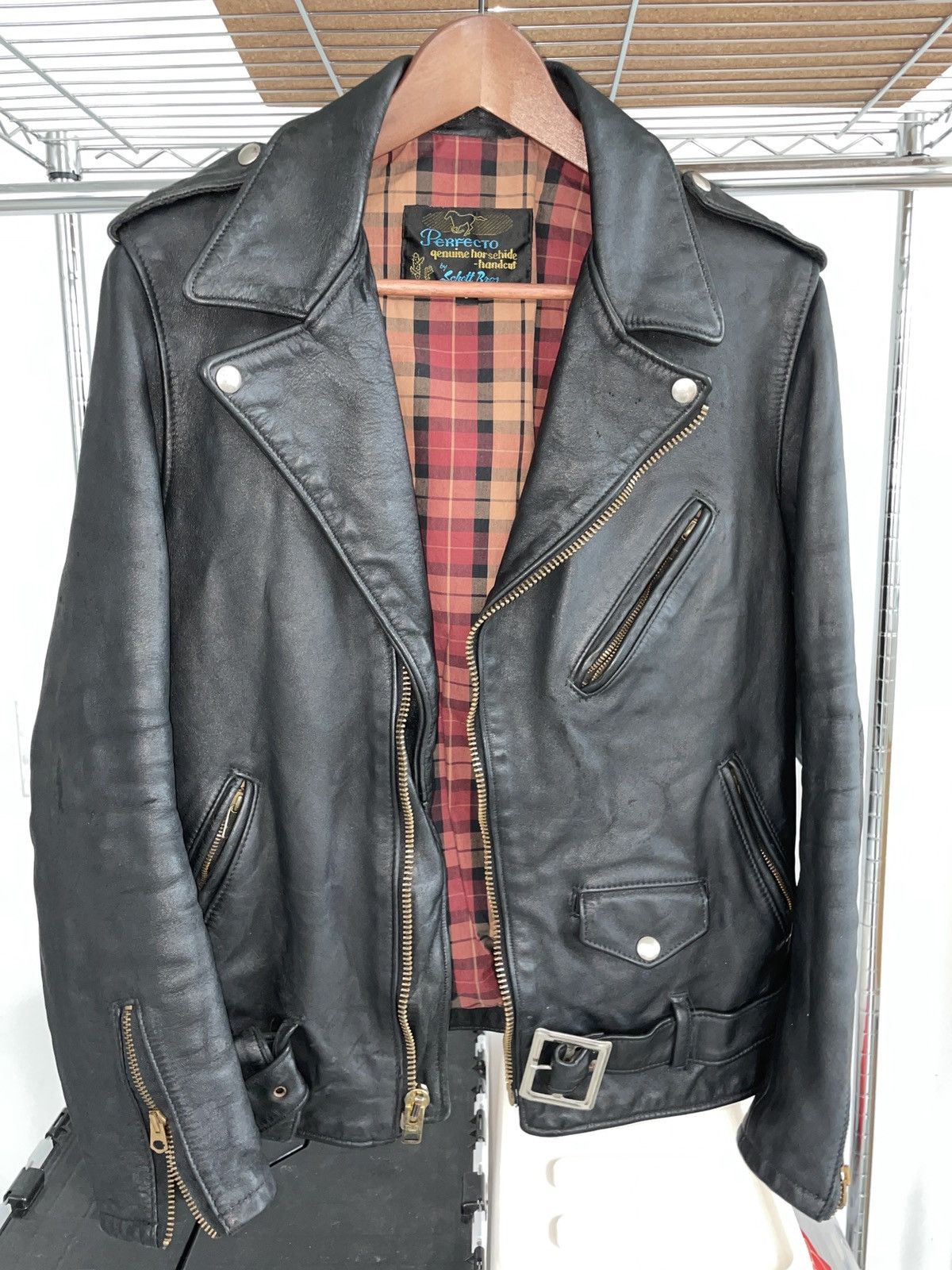 Schott Schott perfecto Horse Hide Per2 leather jacket S Made In USA ...