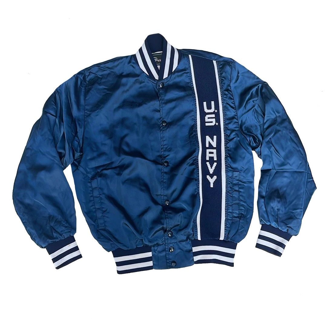 Made In Usa × Usn × Vintage US Navy 80s Made USA Artex Bomber Satin ...