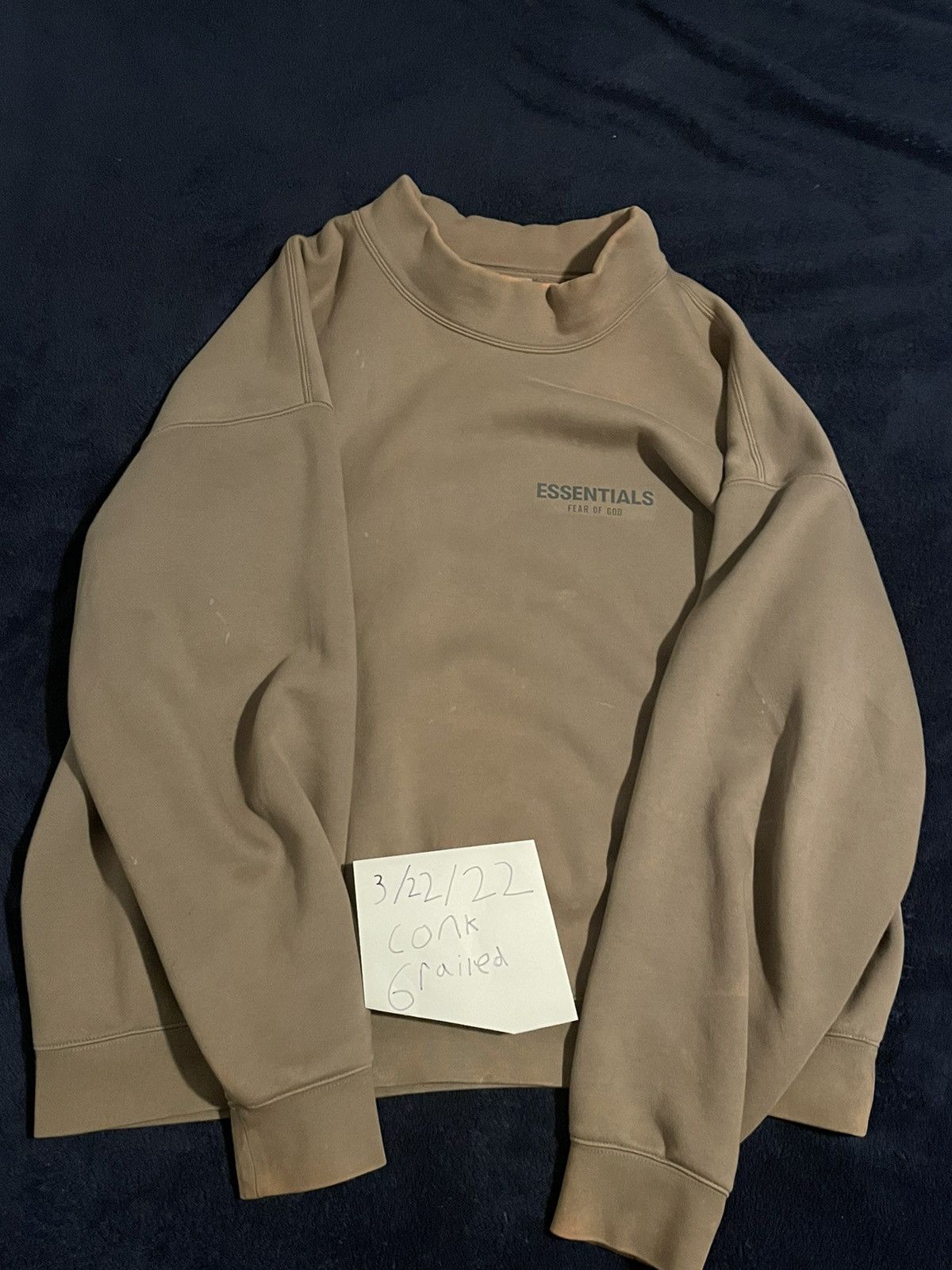 Fear of God FOG Essentials Taupe Mock Neck Sweatshirt | Grailed