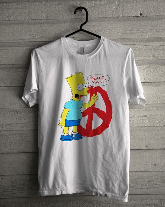 Cartoon Network Vintage Bart Simpson Peace White T-Shirt | Grailed