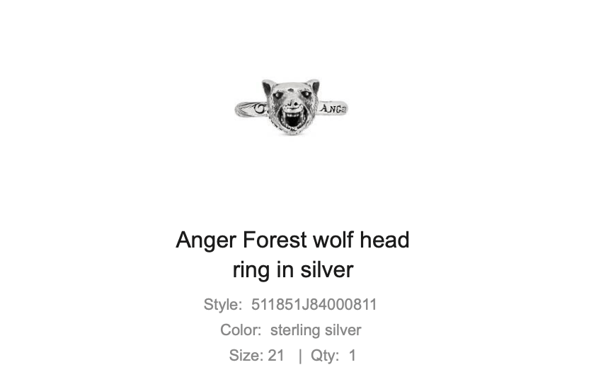 Gucci Gucci Anger Forest Wolf Ring | Grailed