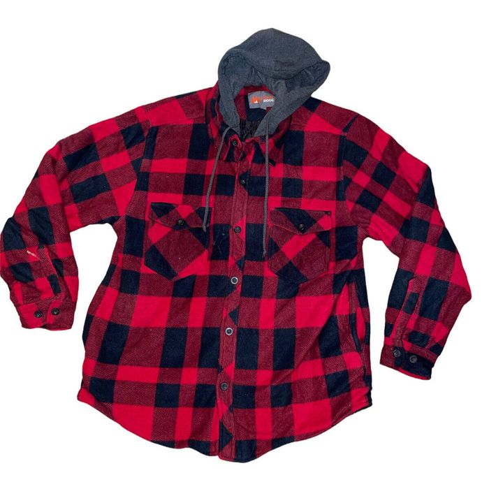 Other Mountain Ridge Hooded Lined Flannel Jacket Red and Black | Grailed