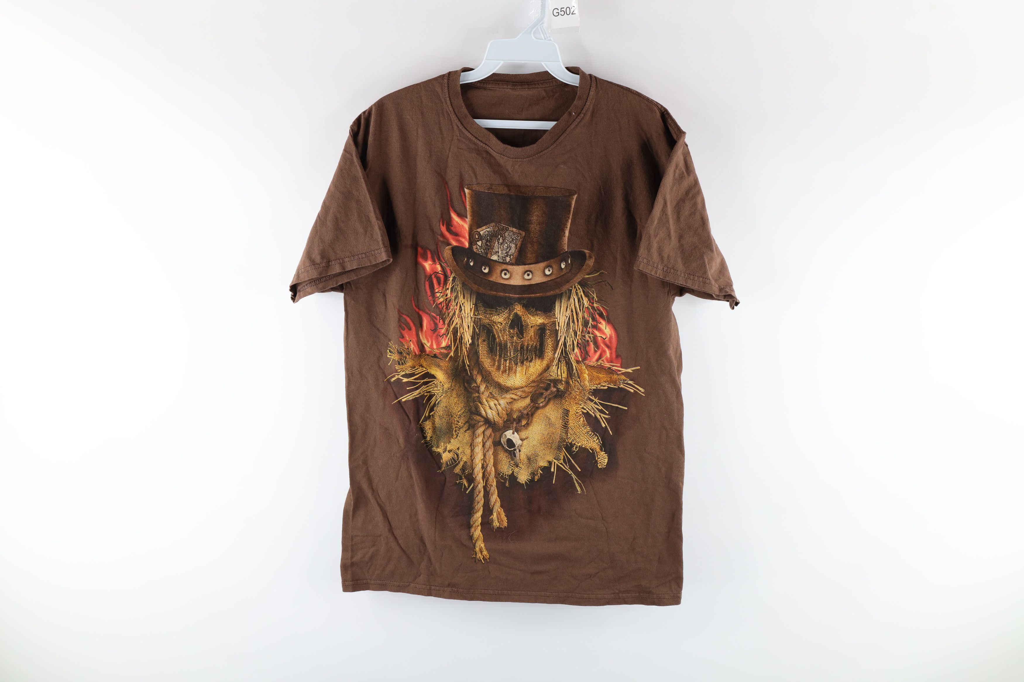 Vintage Vintage Streetwear Fire Flames Skull Scarecrow T-Shirt | Grailed