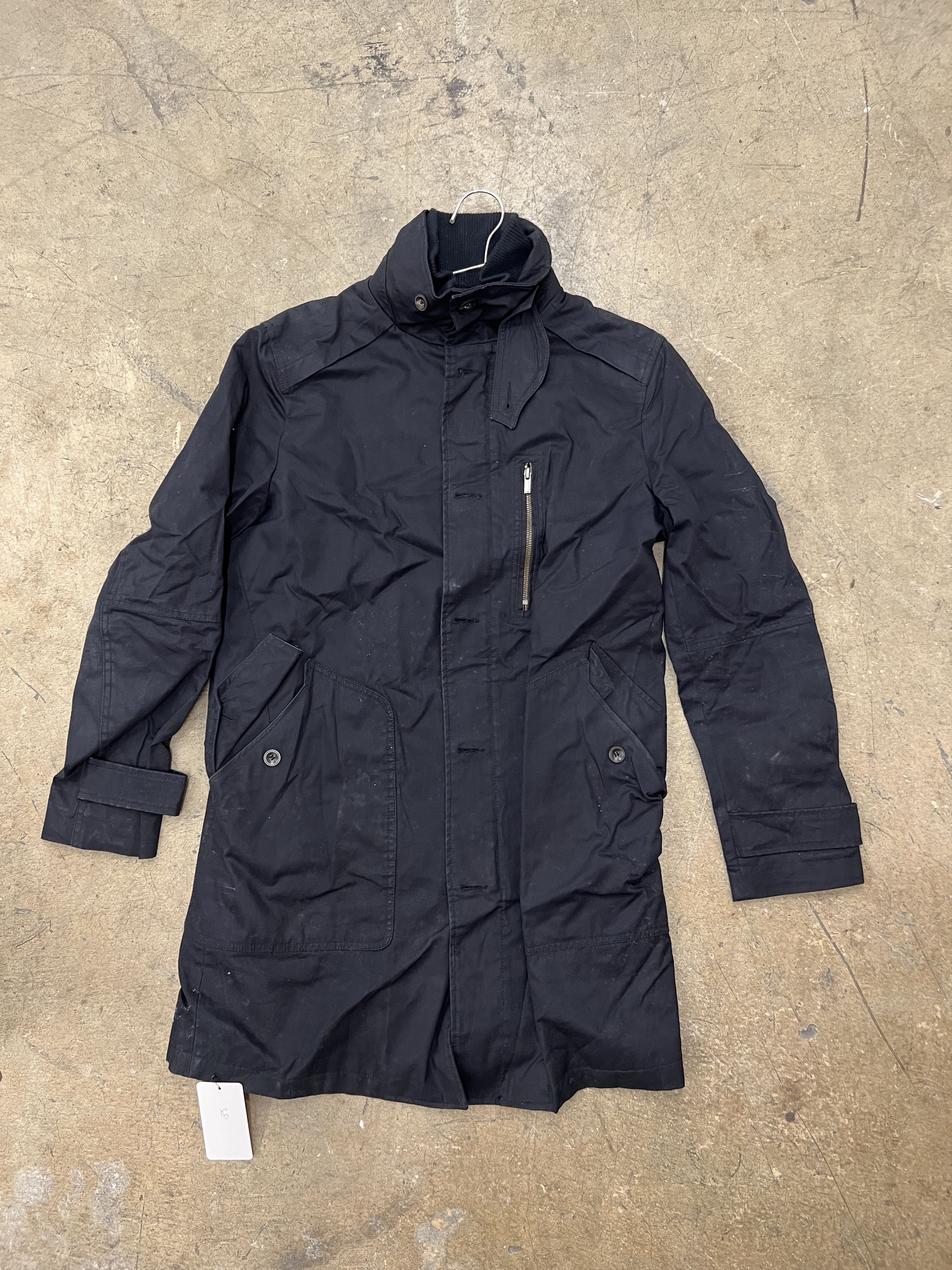 H&M × Vintage 38 military style waxed long medium weight coat sz 38R ...