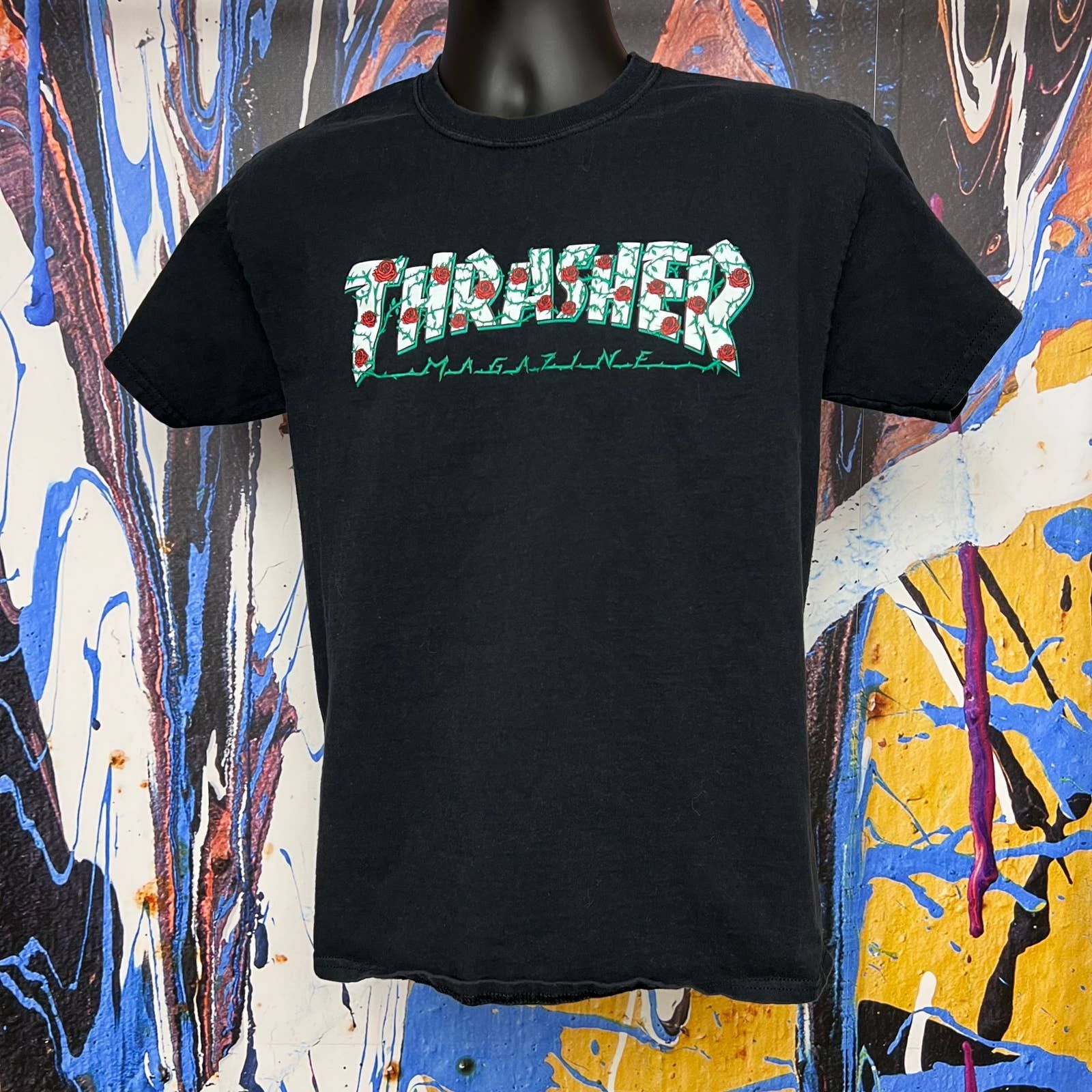 Thrasher Thrasher Roses and Thorns modern spellout logo skate tee | Grailed