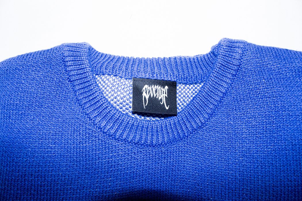 Revenge Revenge Knit Logo Sweater Blue XL | Grailed