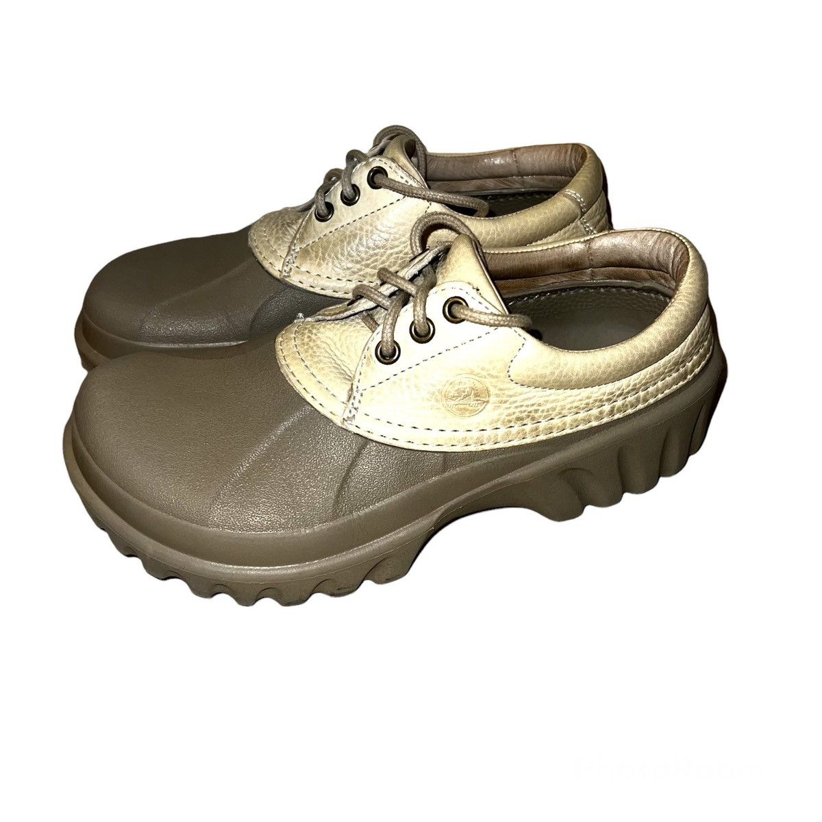 Crocs Crocs AXEL Islander Two Tone Leather Lace Up Boat Clogs | Grailed