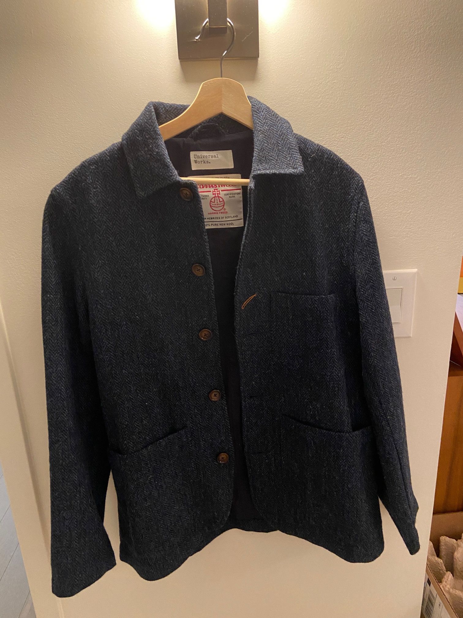 Harris Tweed × Universal Works Universal Works Bakers Jacket in Blue ...