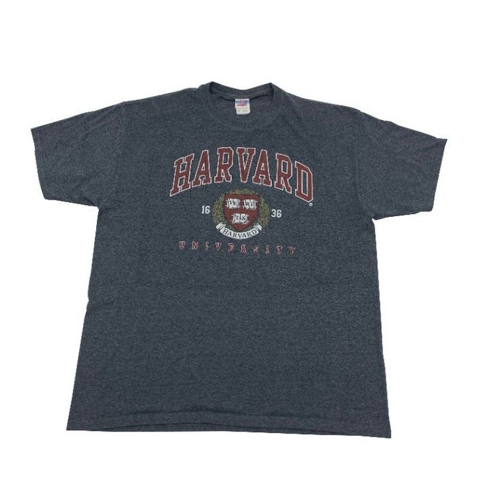 American College Gray Harvard Collegiate Crest T-shirt Size XL | Grailed