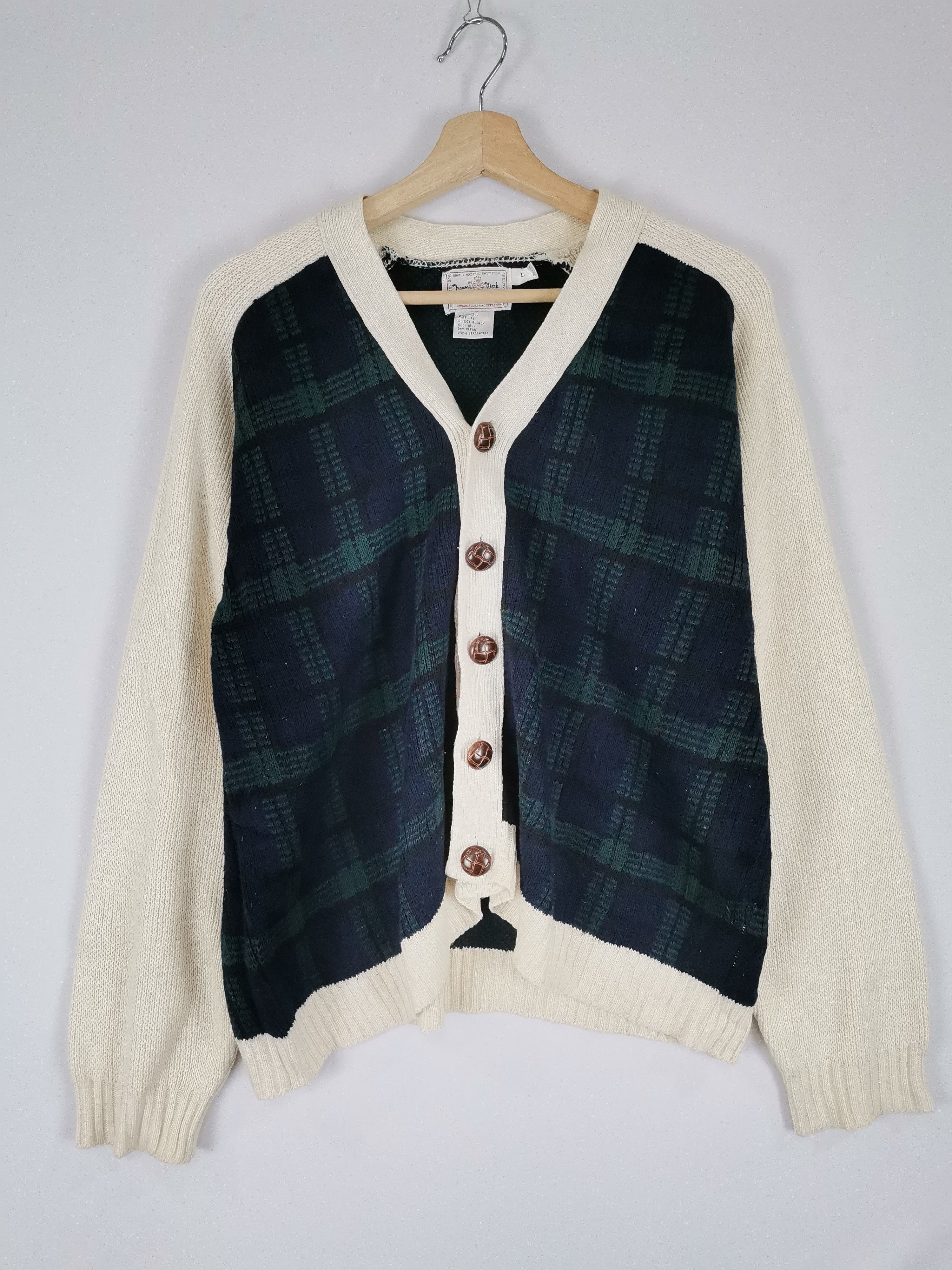 Harris Tweed Vintage V Neck Cardigan Check | Grailed