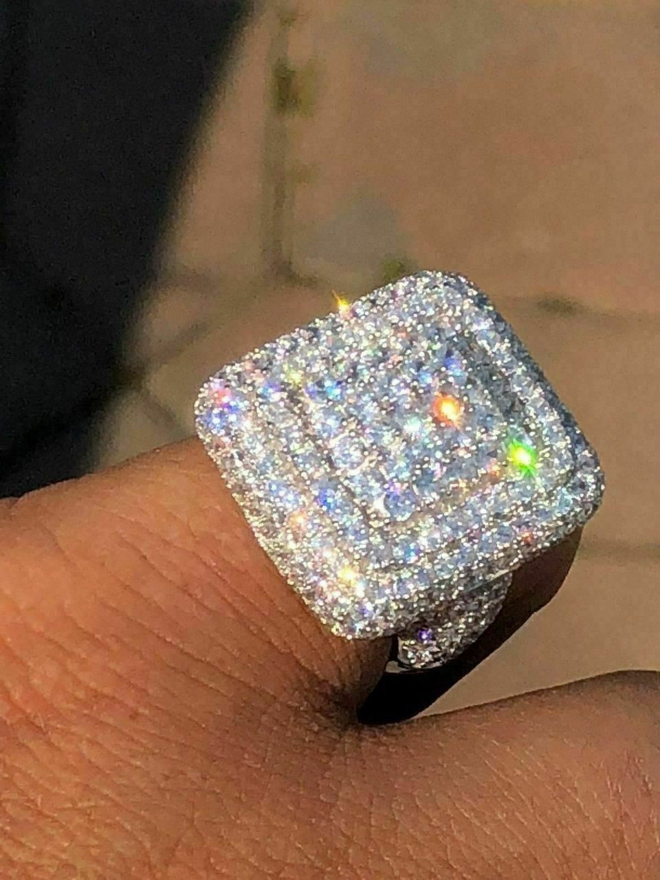 HarlemBling Solid 925 Silver Rapper Big Pinky RING 14k Gold ICY CUSTOM ...